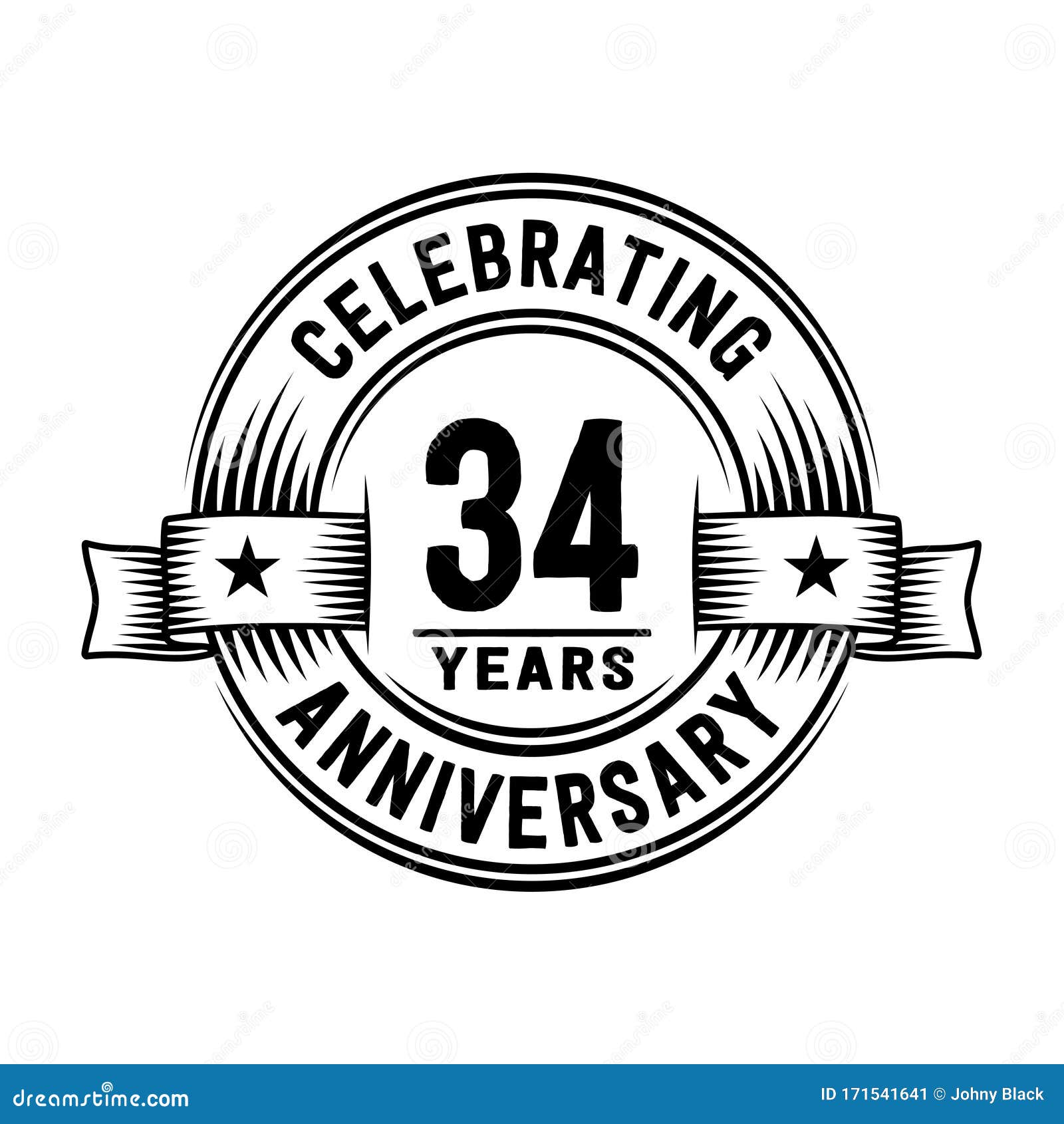 34 Years Anniversary Celebration Logotype. 34th Years Logo. Vector and ...