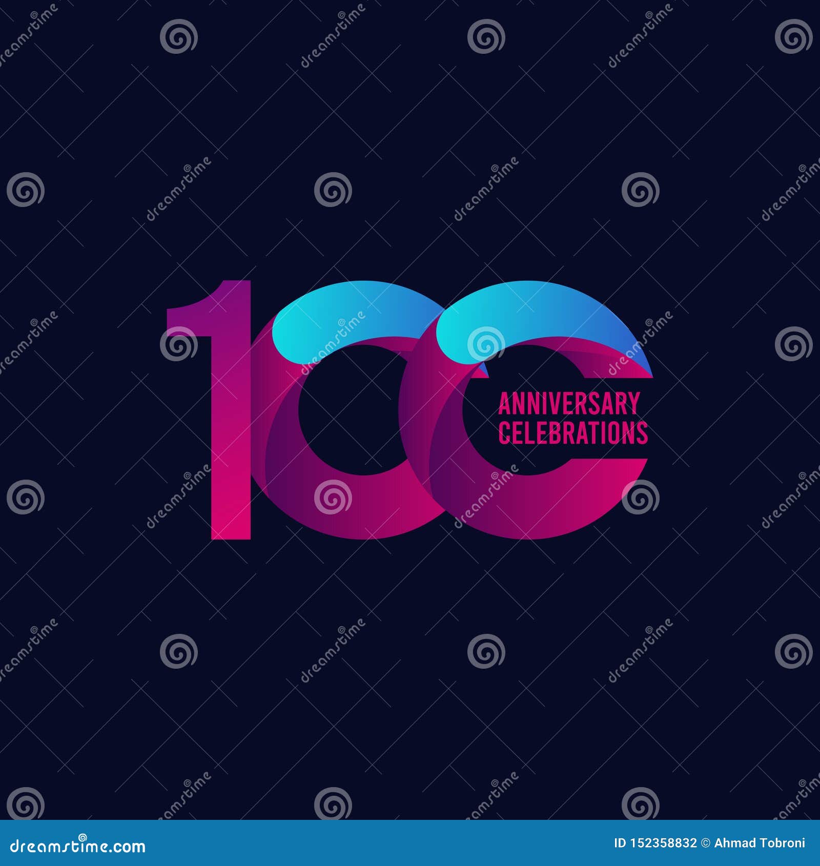 100 Years Anniversary Celebration, Purple and Blue Gradient Vector ...