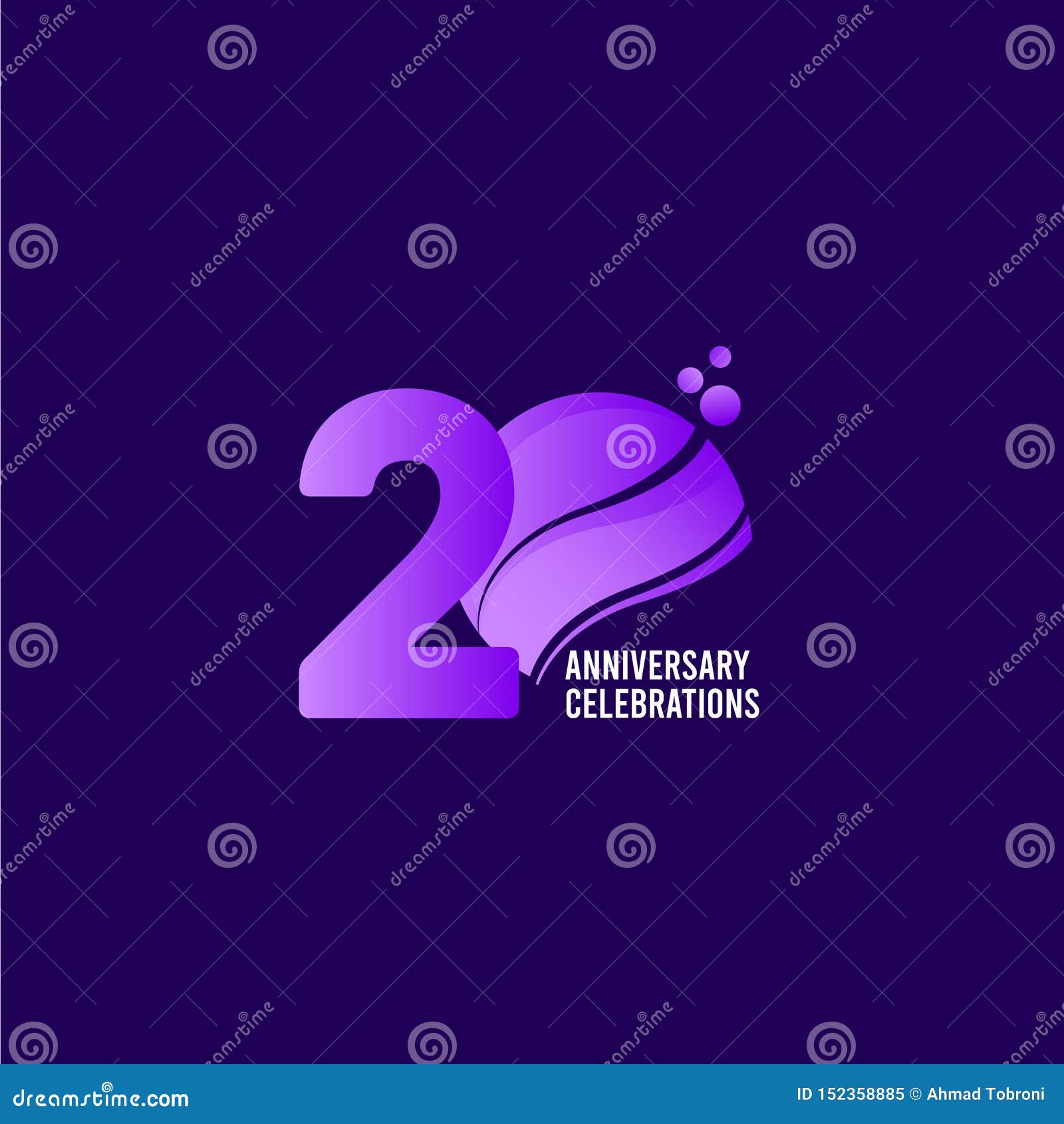 20 Years Anniversary Celebration, Purple Vector Template Design ...