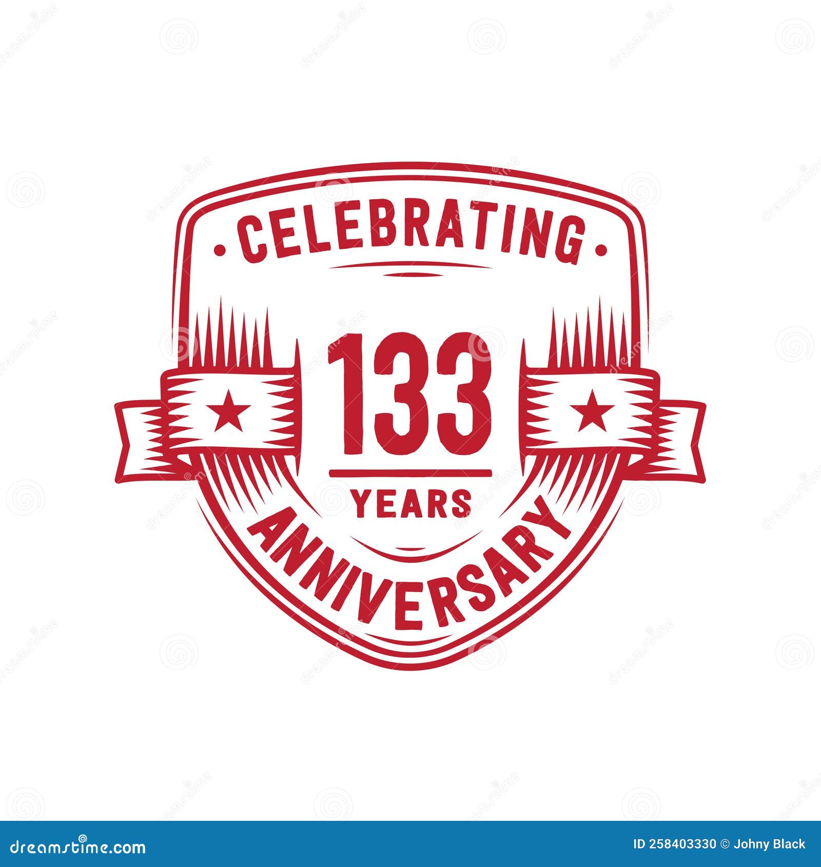 133 Years Anniversary Celebration Shield Design Template. 133rd ...