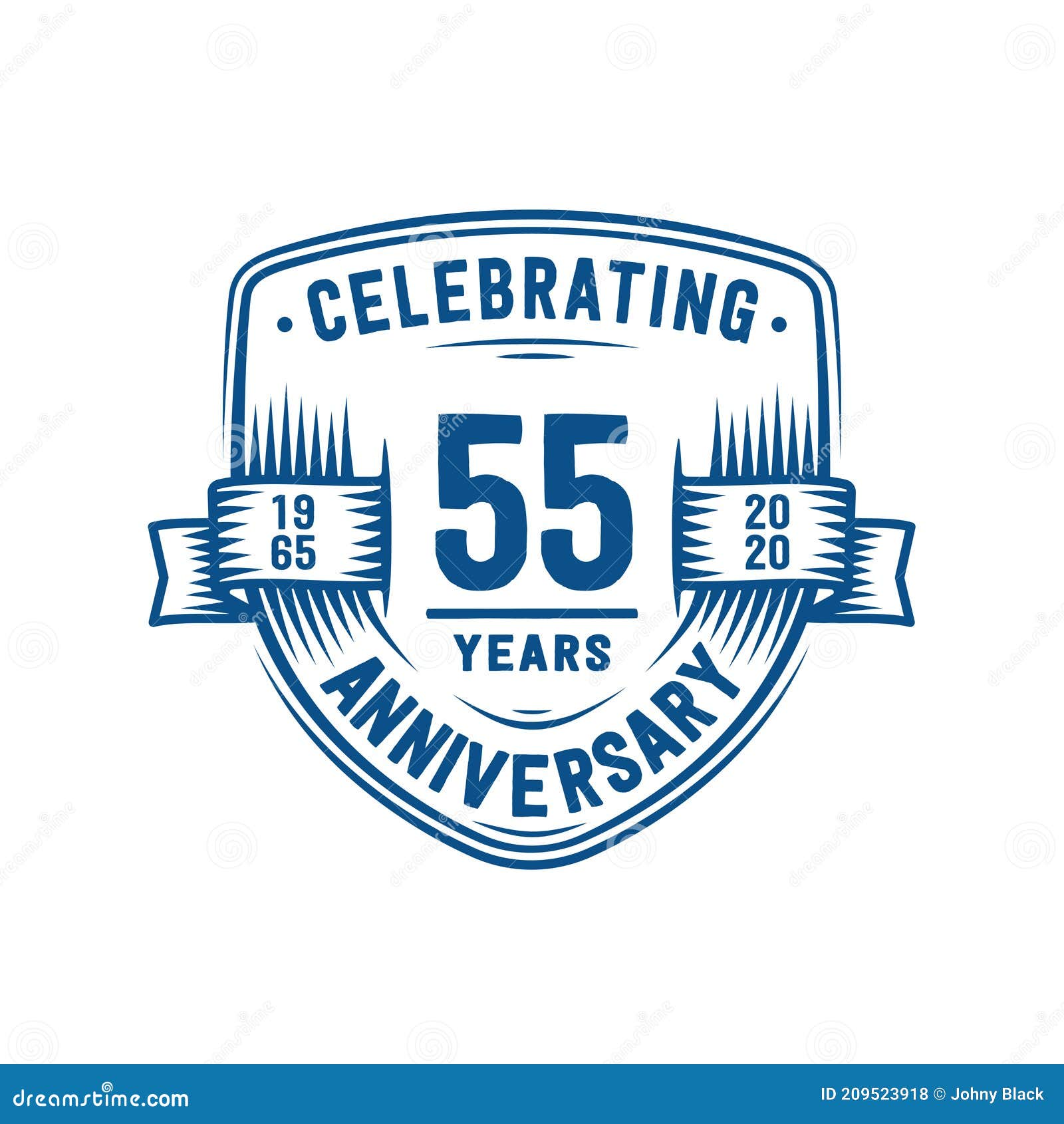 55 Years Anniversary Celebration Shield Design Template. 55th ...