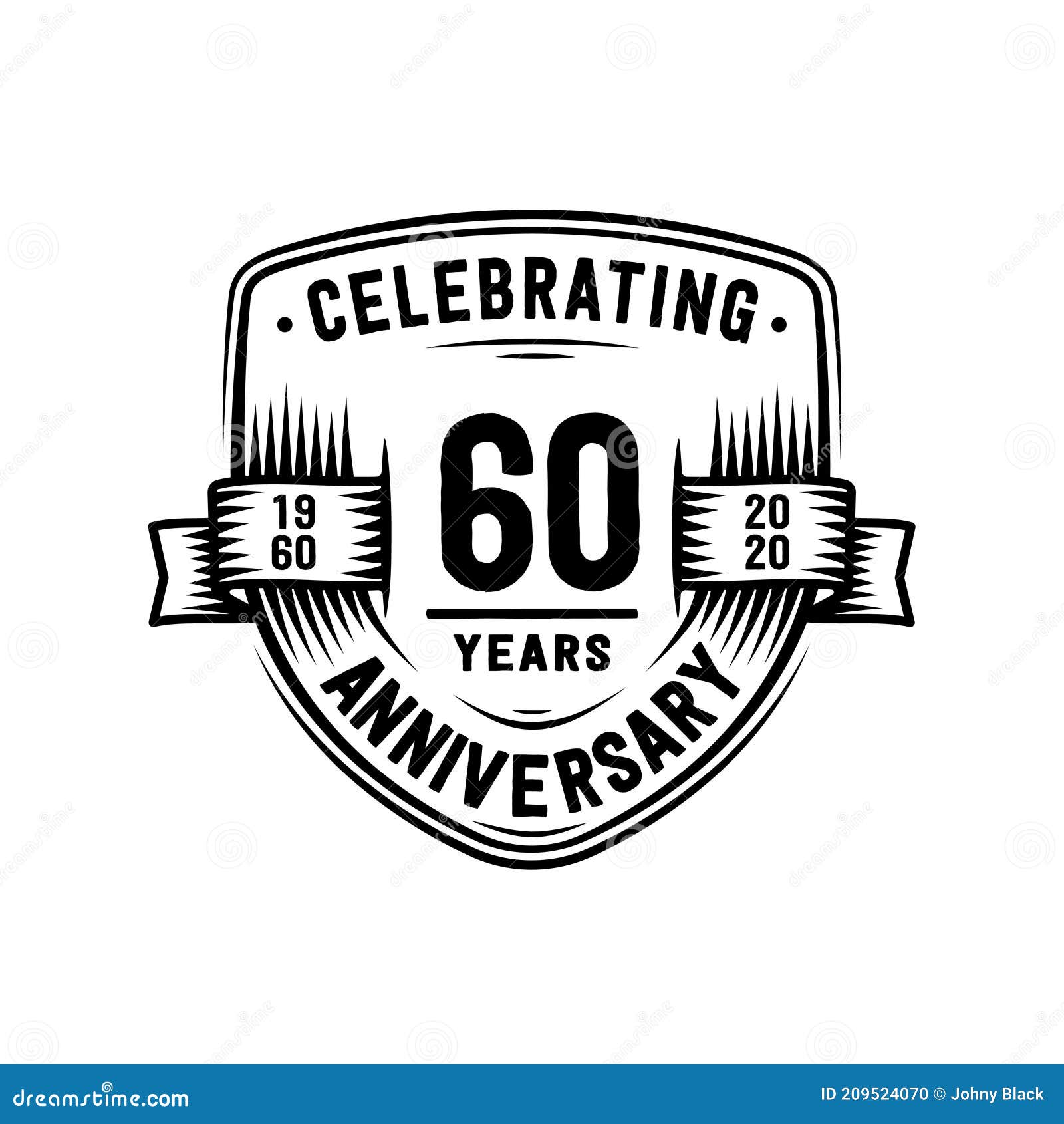 60 Years Anniversary Celebration Shield Design Template. 60th ...
