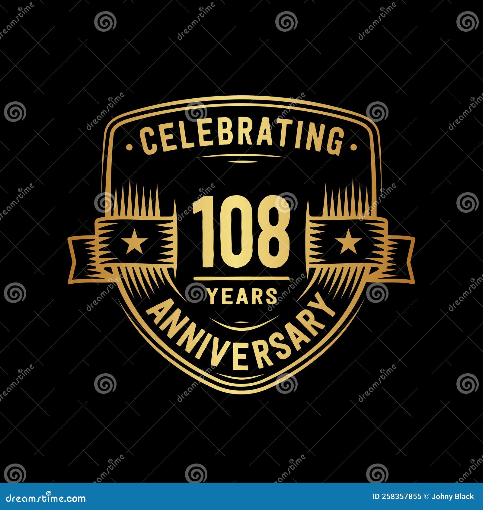 108 Years Anniversary Celebration Shield Design Template. 108th ...