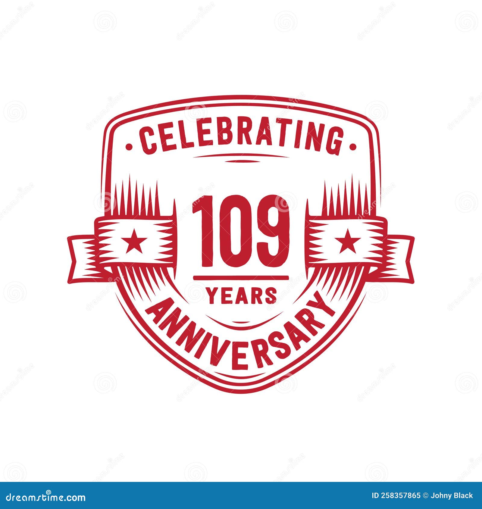 109 Years Anniversary Celebration Shield Design Template. 109th ...