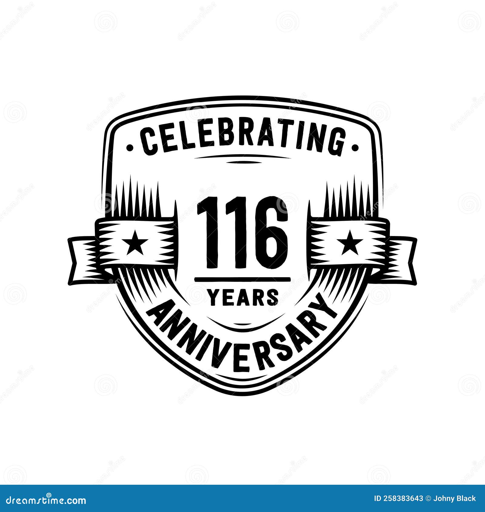 116 Years Anniversary Celebration Shield Design Template. 116th ...