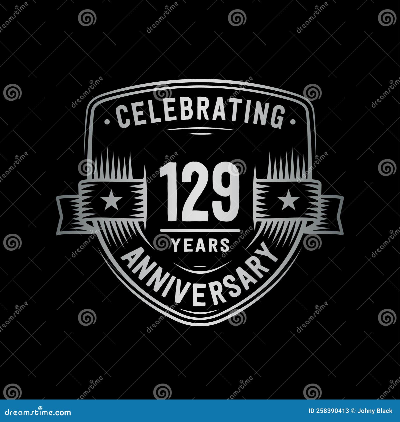 129 Years Anniversary Celebration Shield Design Template. 129th ...