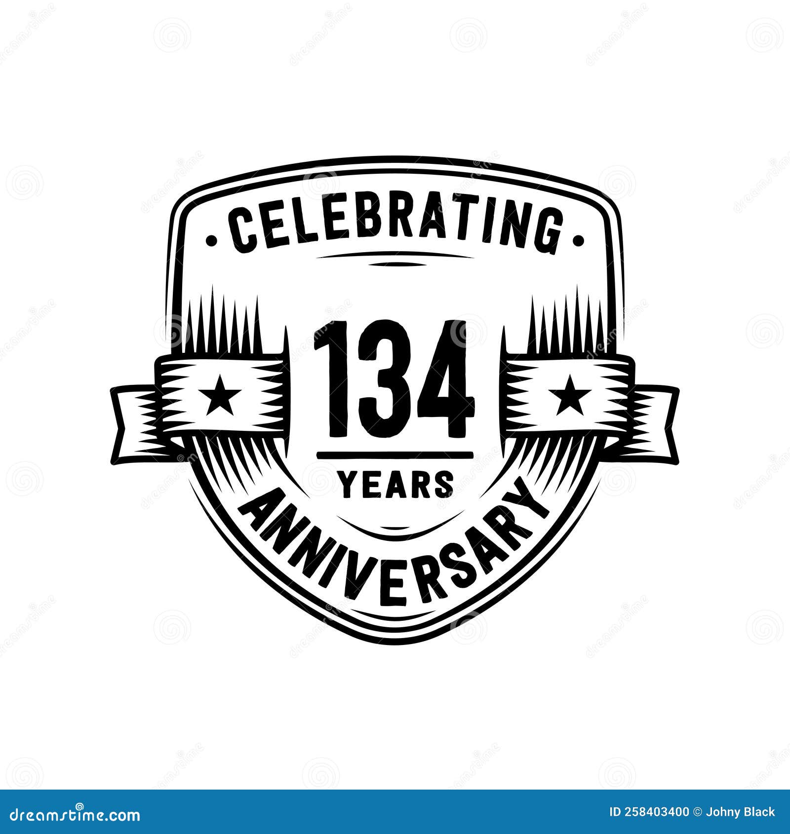 134 Years Anniversary Celebration Shield Design Template. 134th ...
