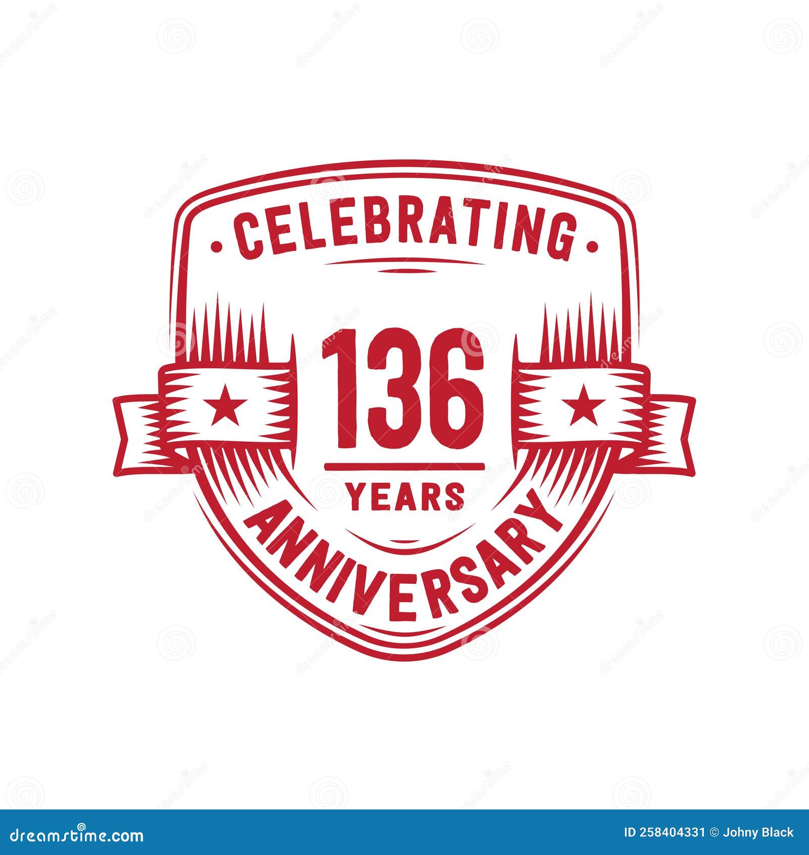 136 Years Anniversary Celebration Shield Design Template. 136th ...