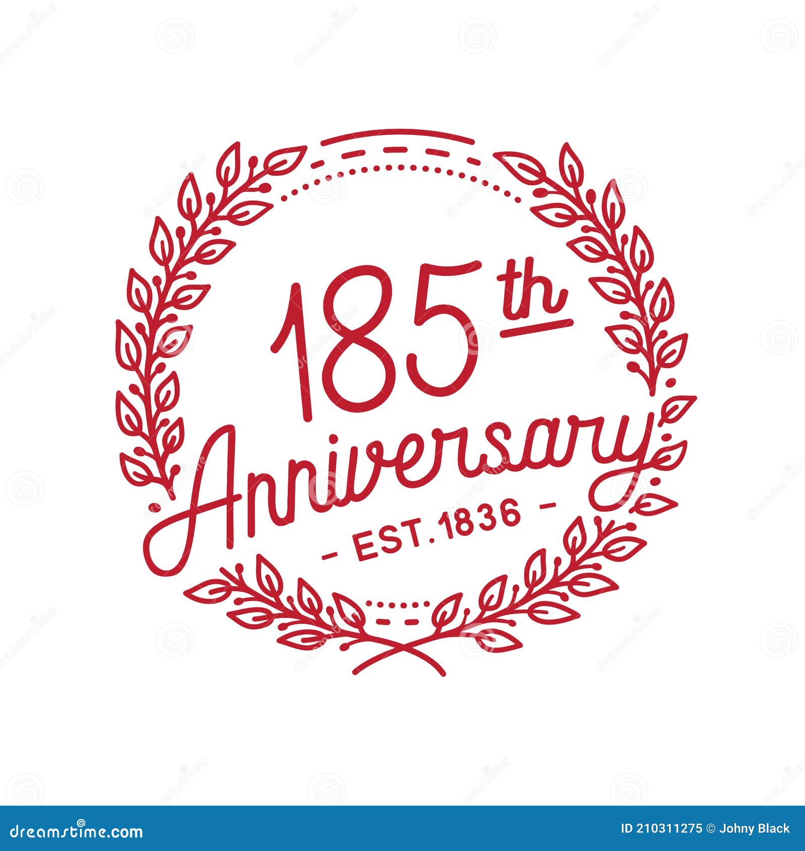 185 Years Anniversary Celebration with Laurel Wreath. 185th Anniversary ...
