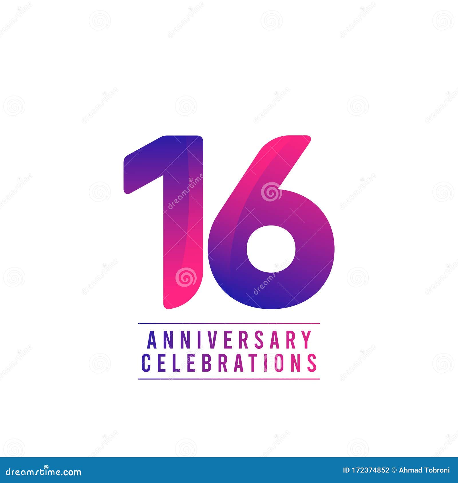 16 Years Anniversary Celebrations Vector Template Design Illustration ...