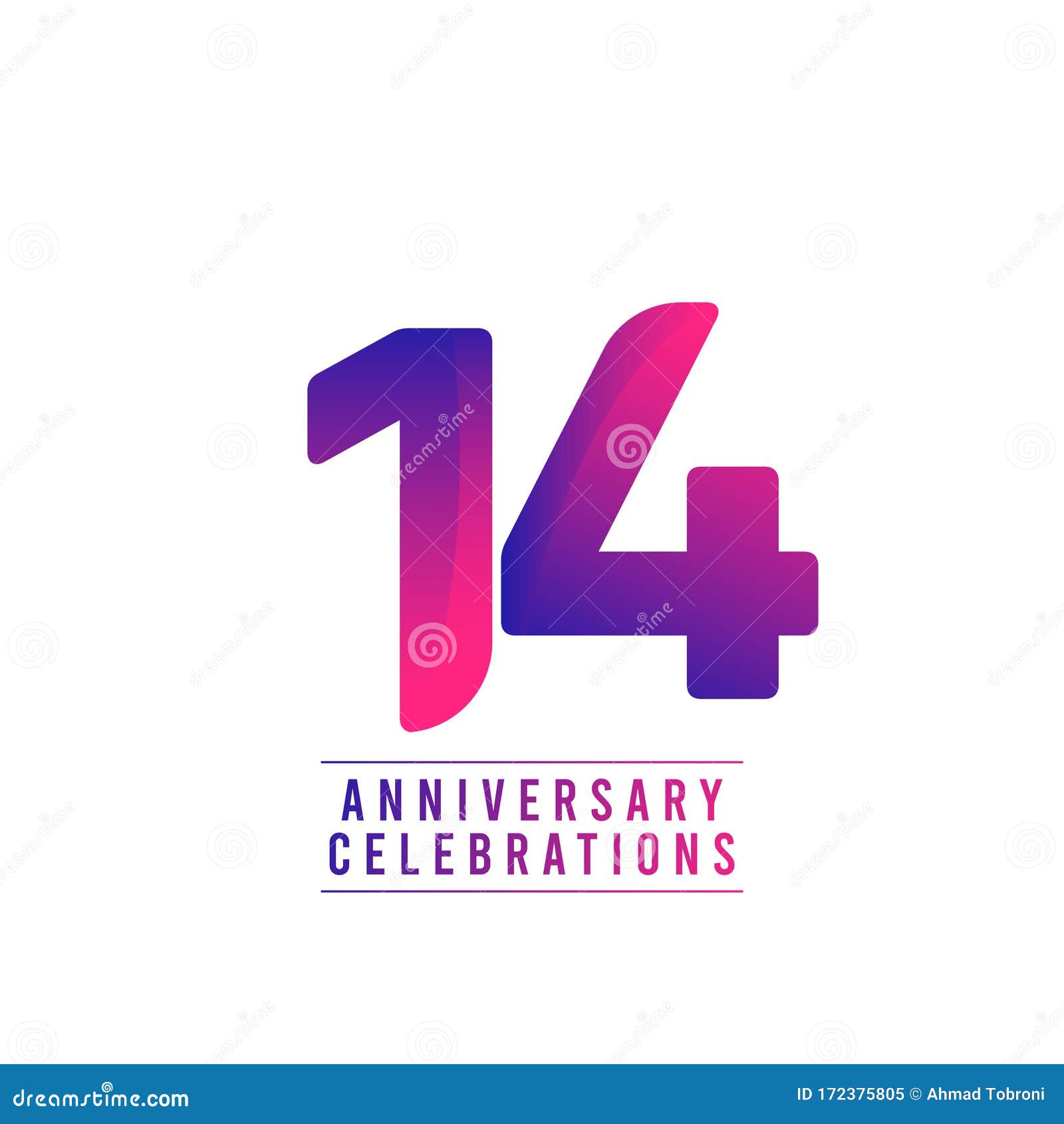 14 Years Anniversary Celebrations Vector Template Design Illustration ...