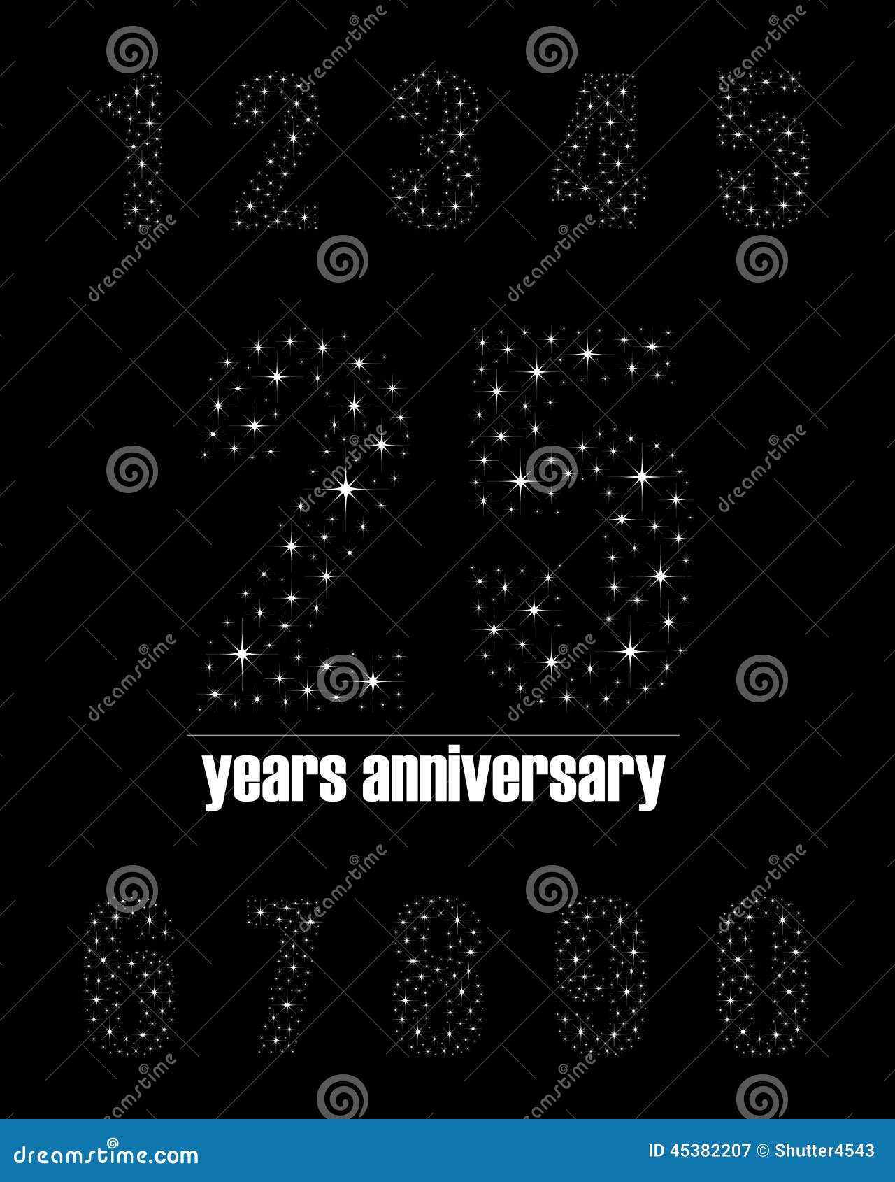 Years Anniversary Collection in Bright Stars Number Design Stock Vector ...