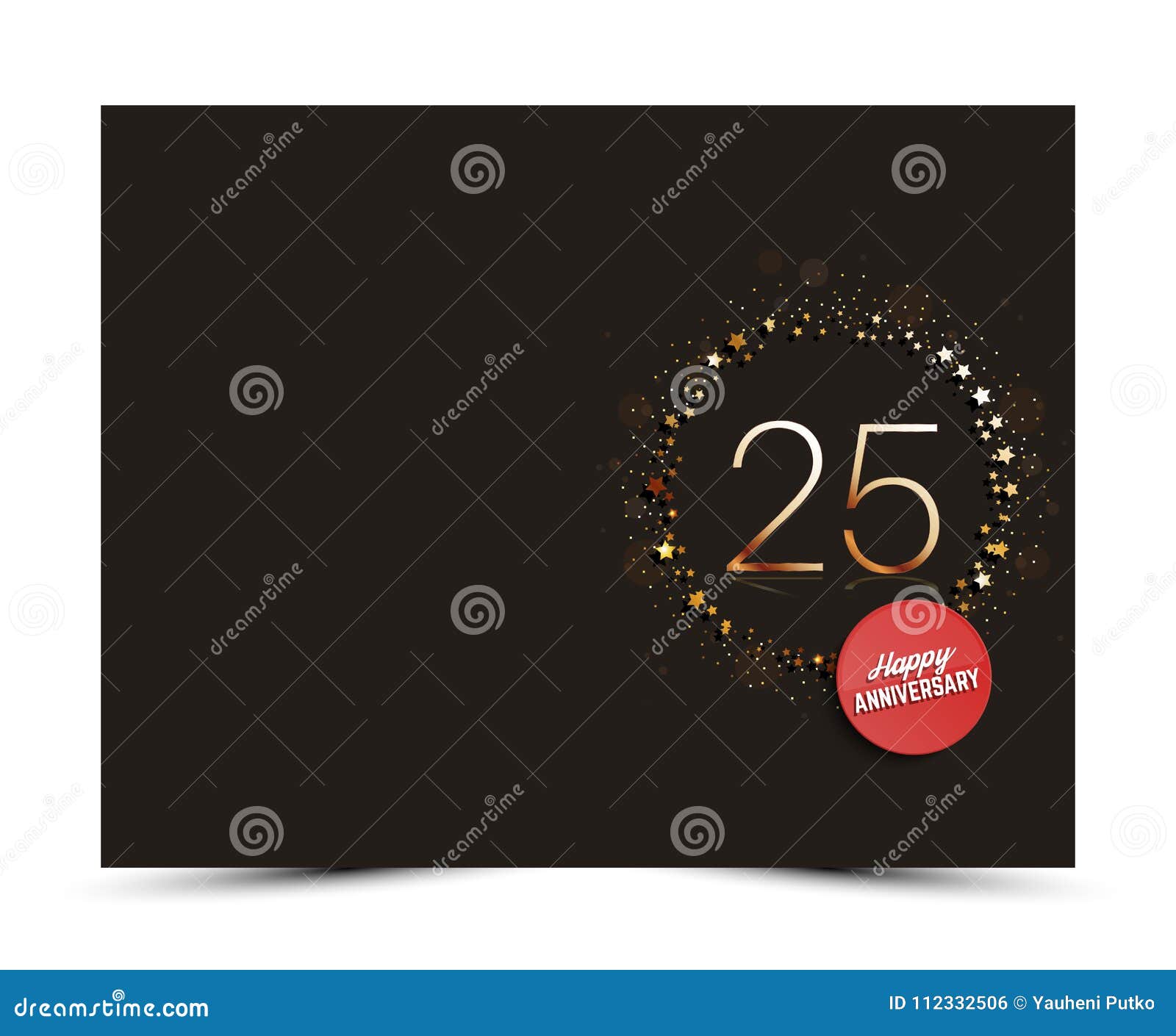 25 Years Anniversary Decorated Card Template with Gold Elements. Stock ...