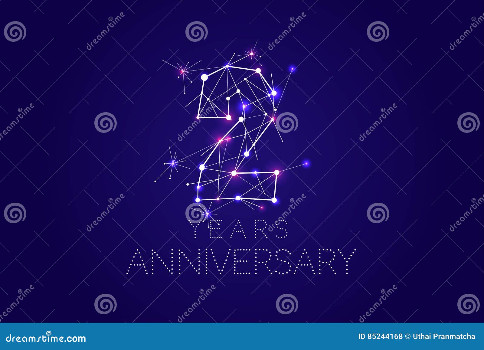 2 Years Anniversary Design. Abstract Form with Connected Lines a Stock ...