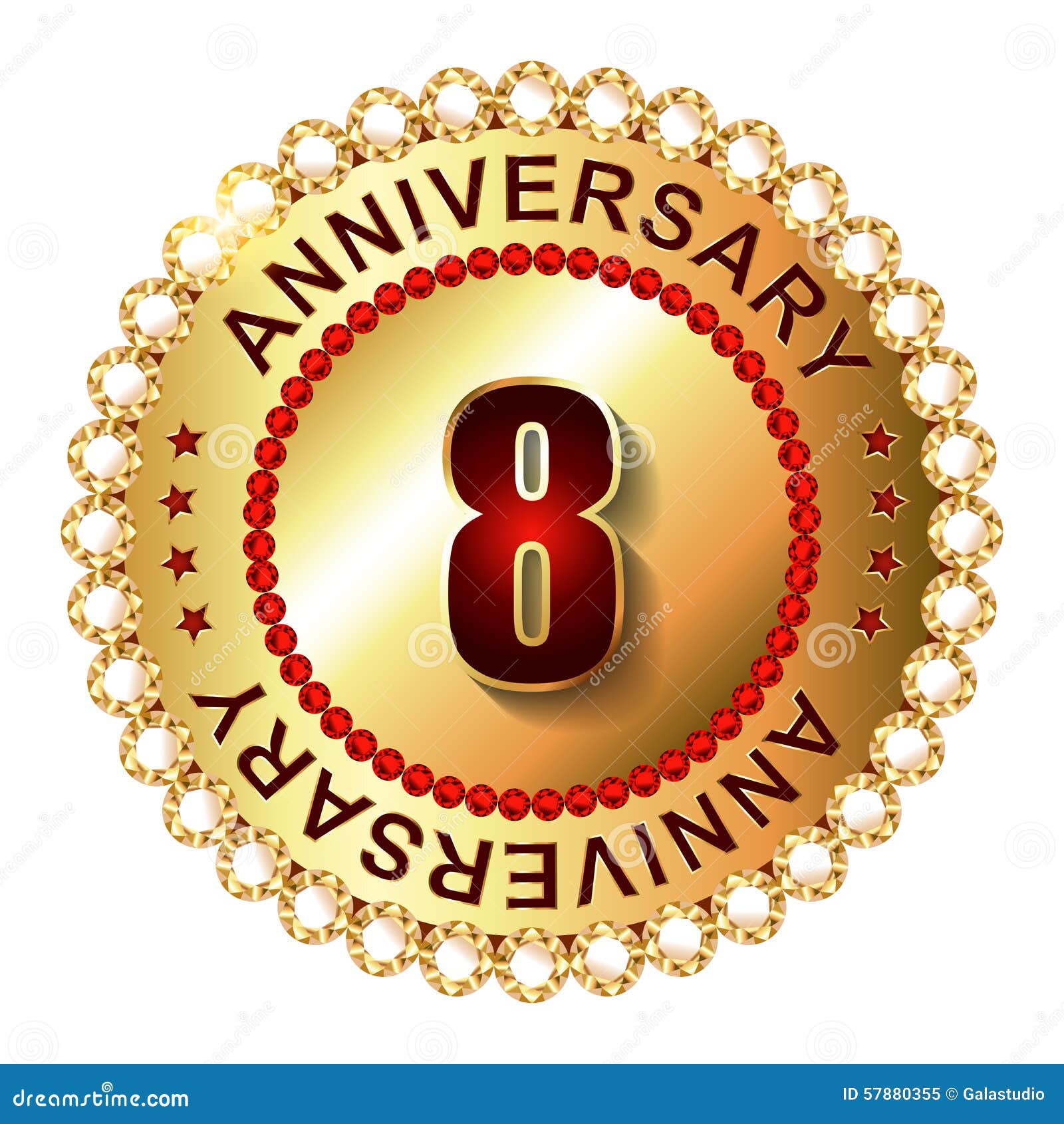 8 Years Anniversary Golden Label. Stock Illustration - Illustration of ...