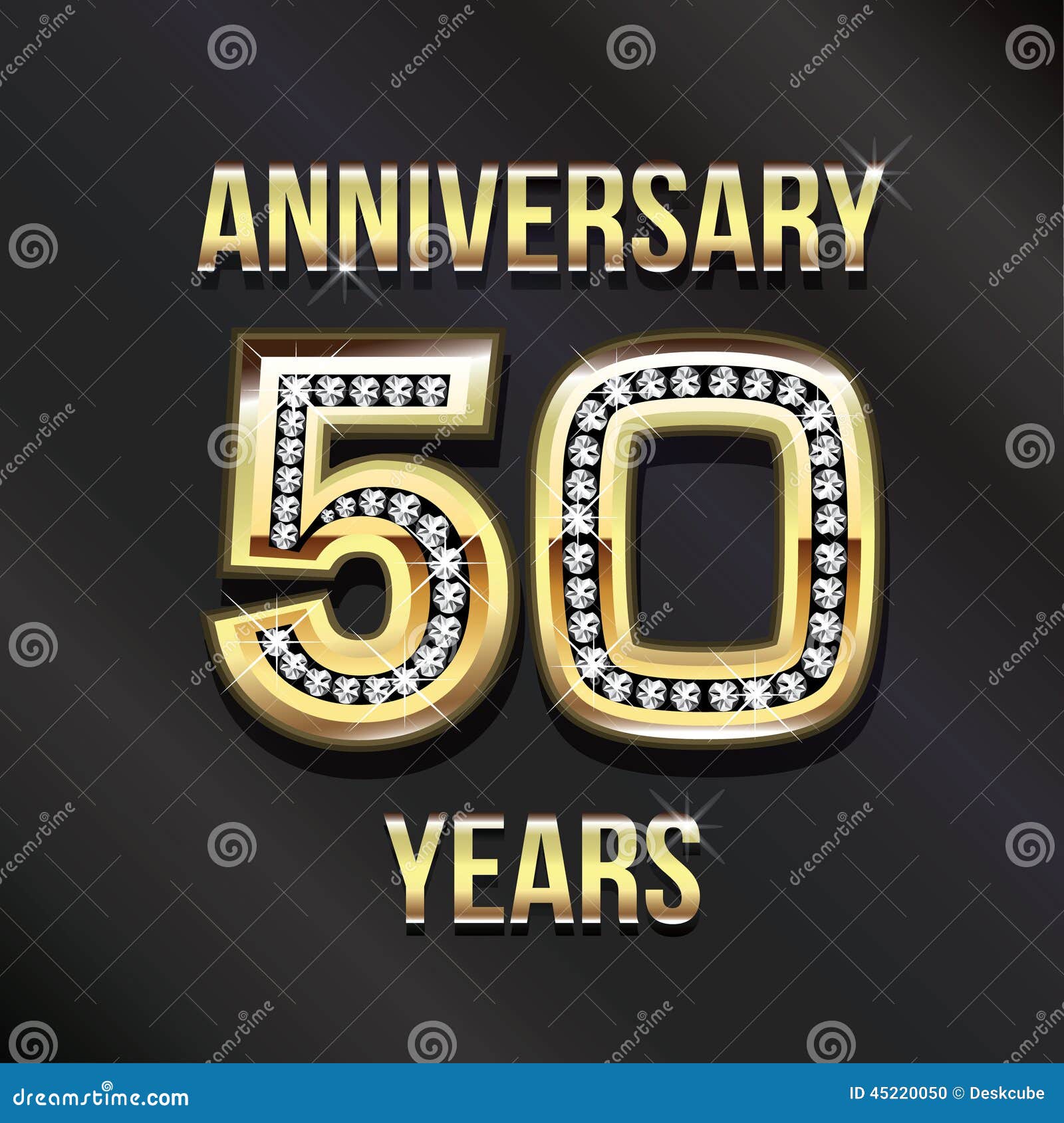 50 Years Anniversary Golden Card Stock Vector - Illustration of luxury ...