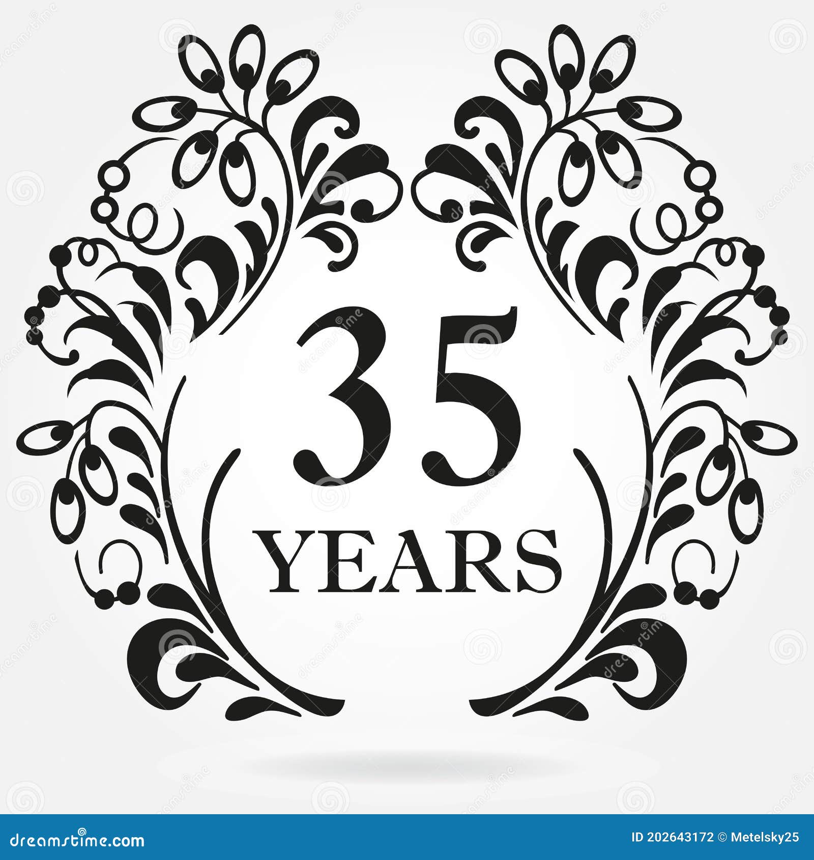 35 Years Anniversary Icon in Ornate Frame with Floral Elements ...