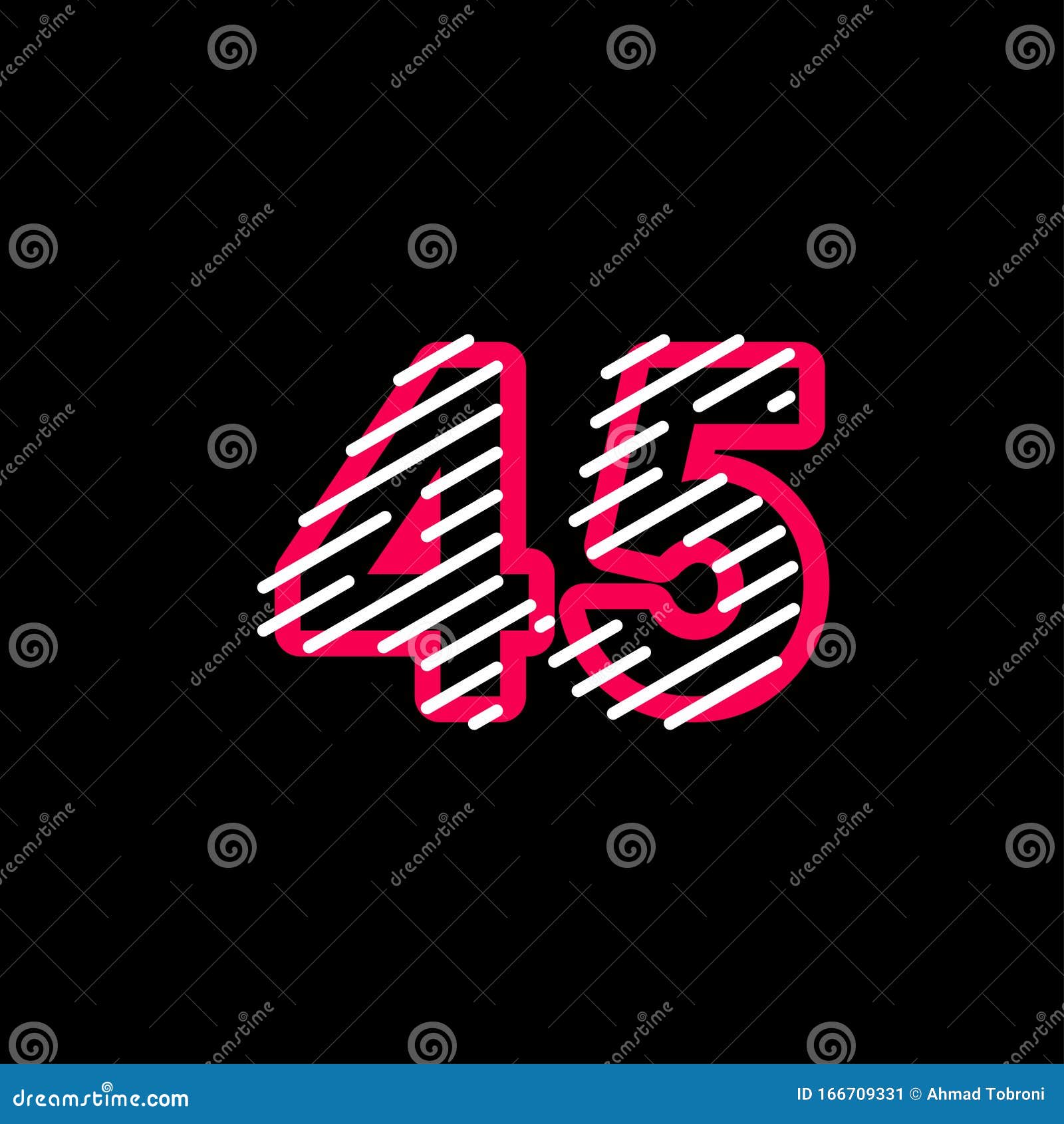 45 Years Anniversary Line Design Logo Vector Template Illustration ...
