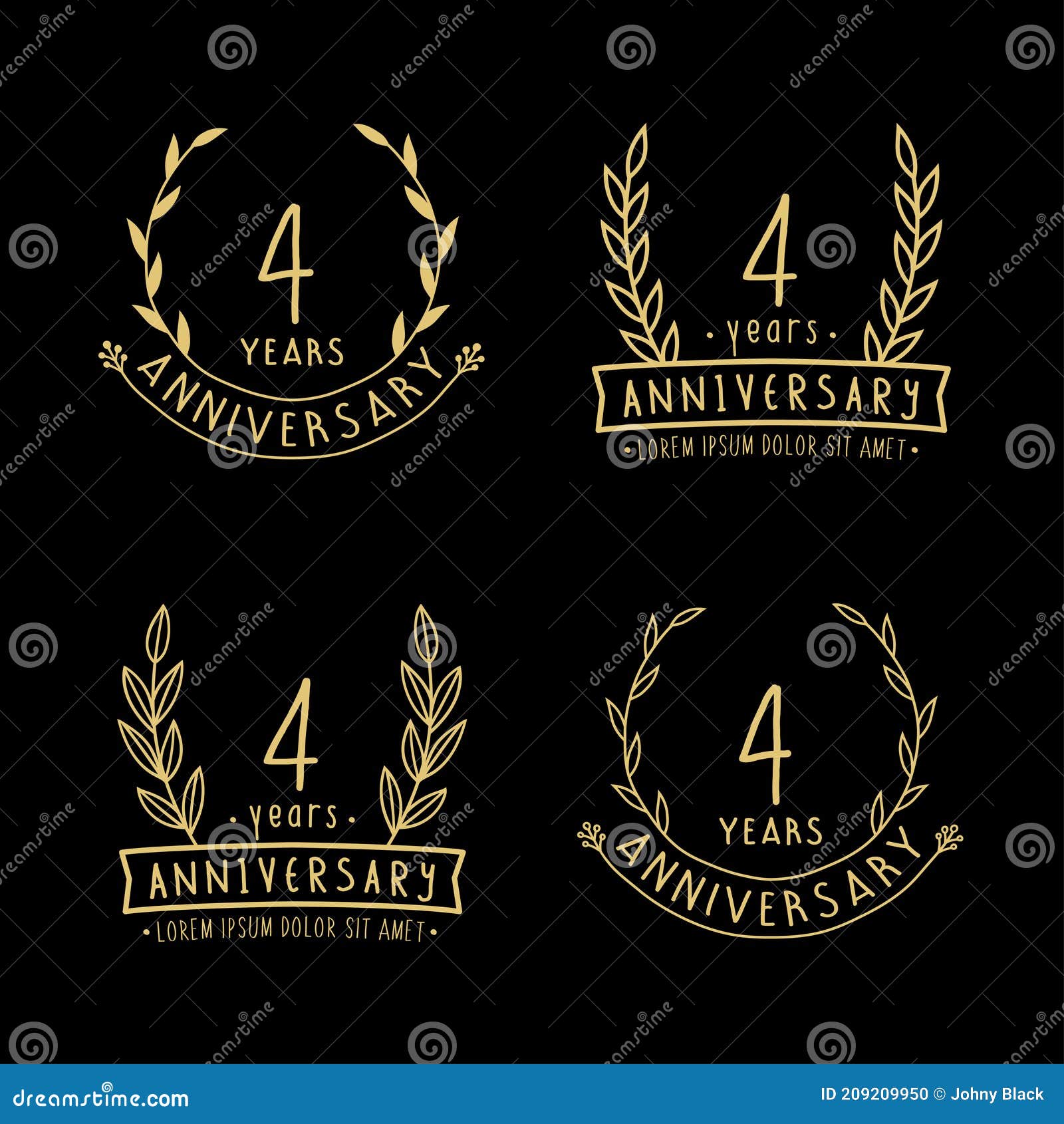 4 Years Anniversary Logo Collection. 4th Years Anniversary Celebration ...