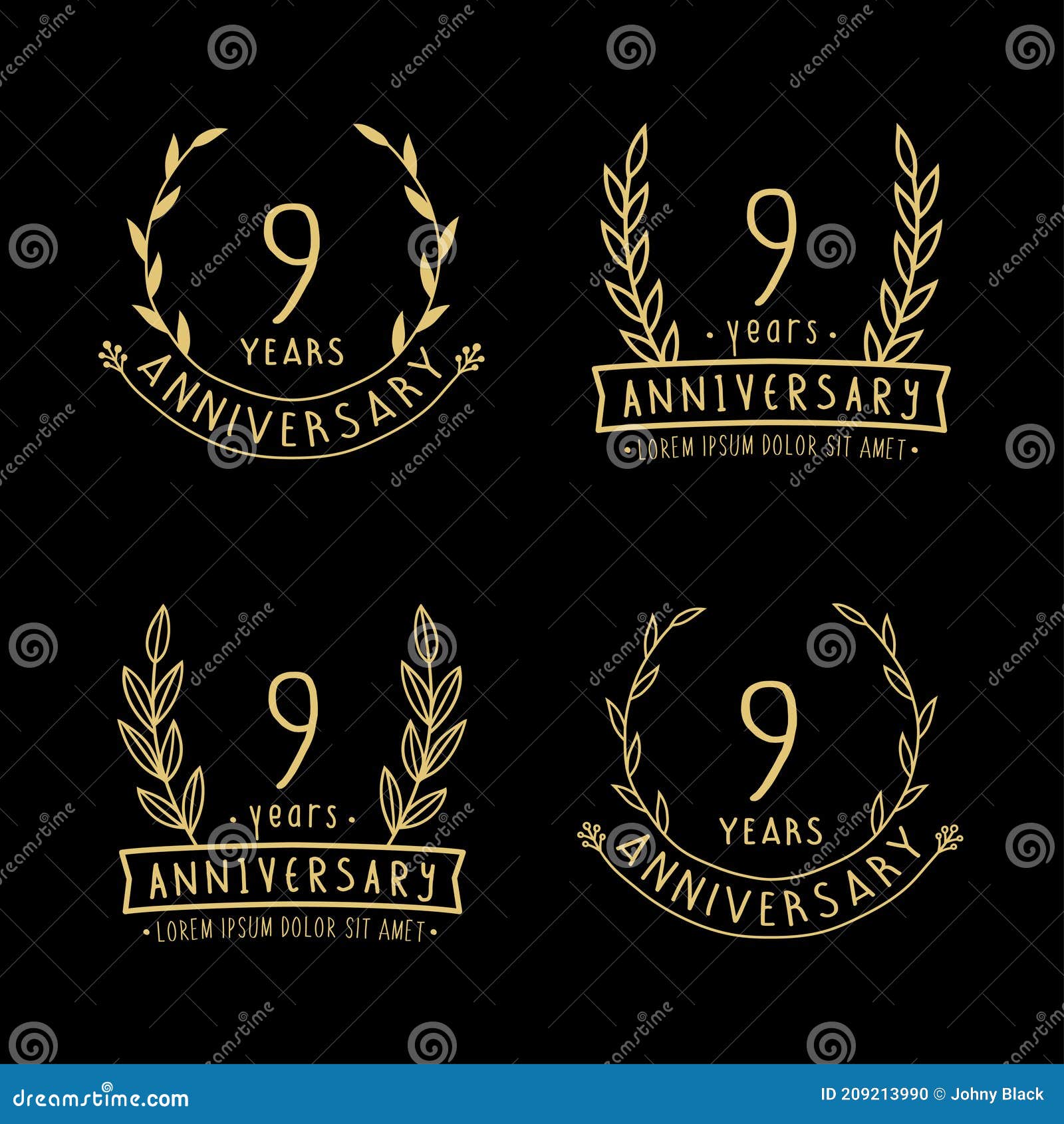 9 Years Anniversary Logo Collection. 9th Years Anniversary Celebration ...