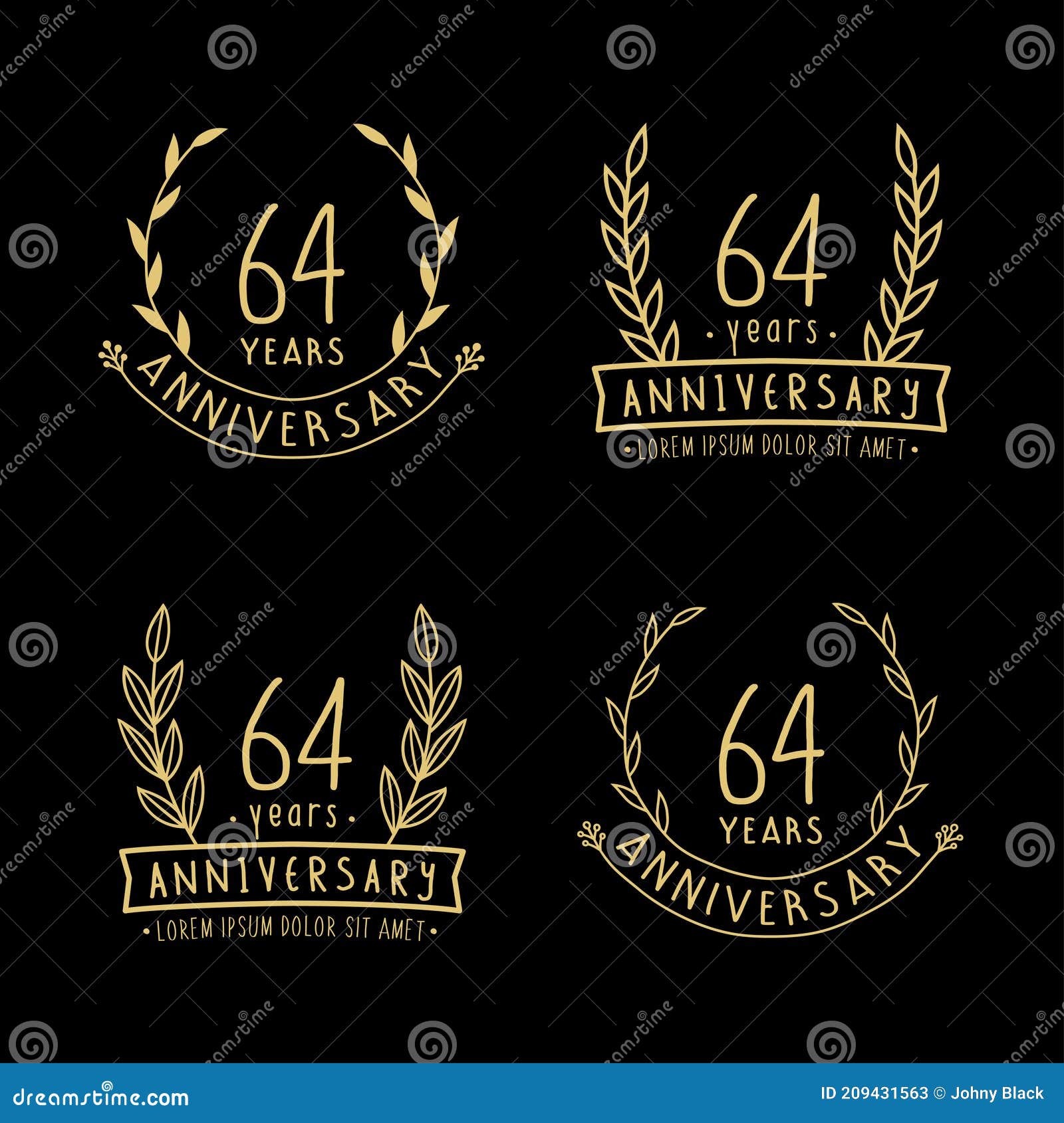 64 Years Anniversary Logo Collection. 64th Years Anniversary ...