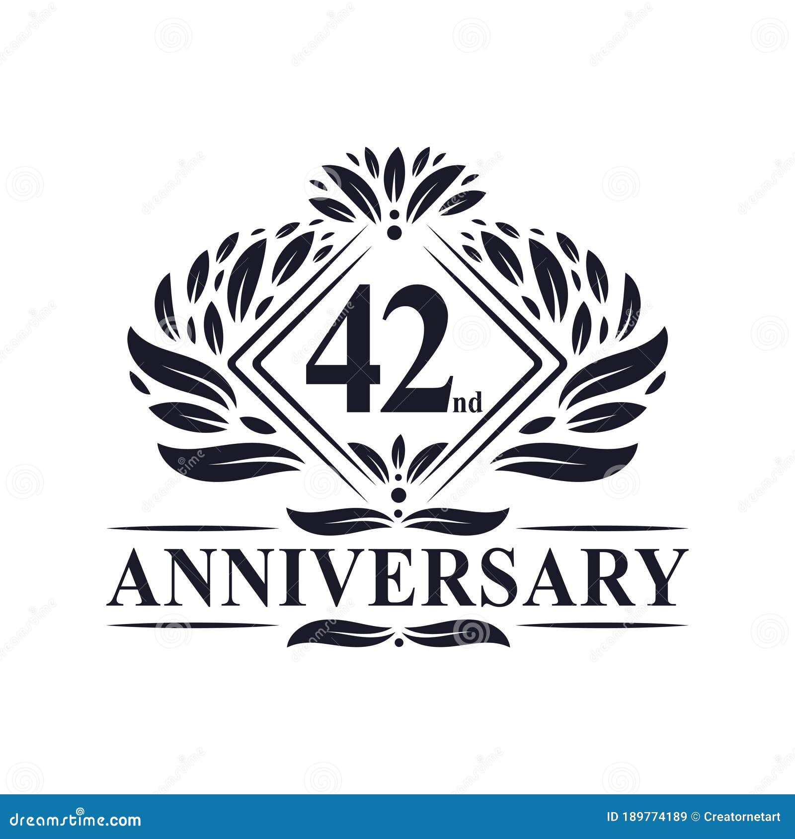 42 Years Anniversary Logo, Luxury Floral 42nd Anniversary Logo Stock ...