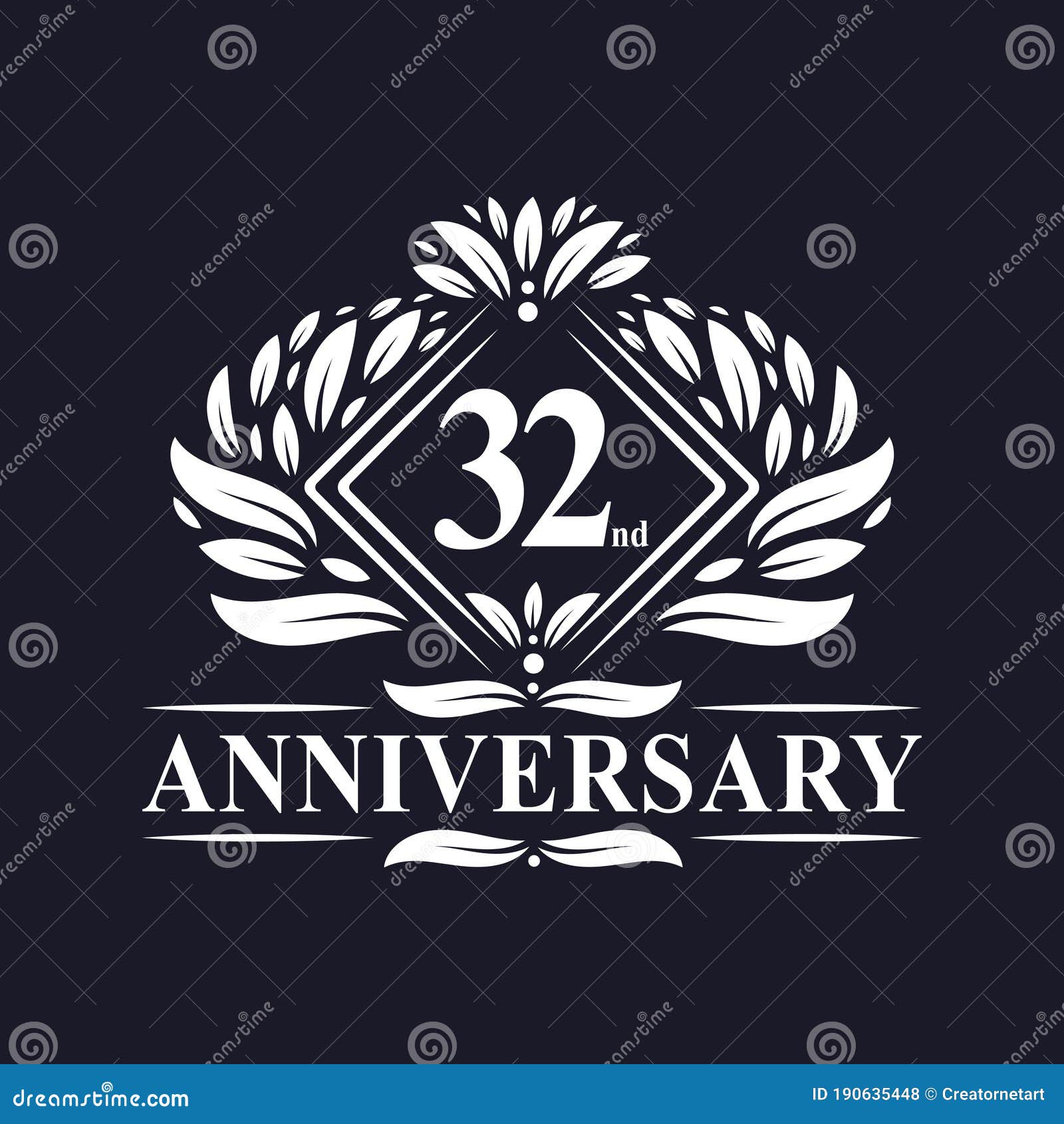 32 Years Anniversary Logo, Luxury Floral 32nd Anniversary Logo Stock ...