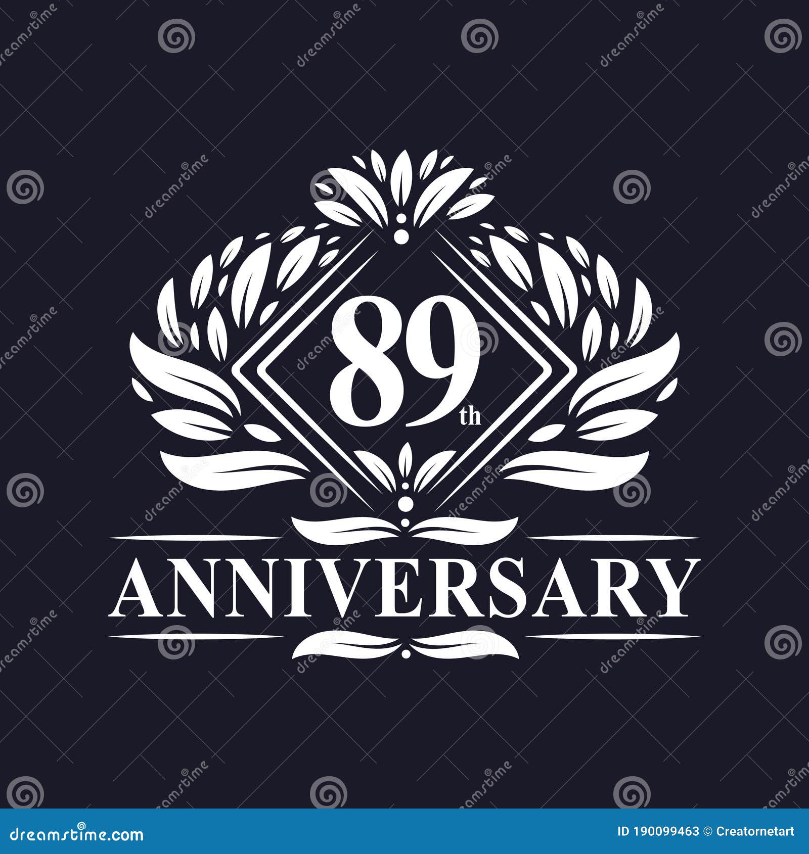 89 Years Anniversary Logo, Luxury Floral 89th Anniversary Logo Stock ...