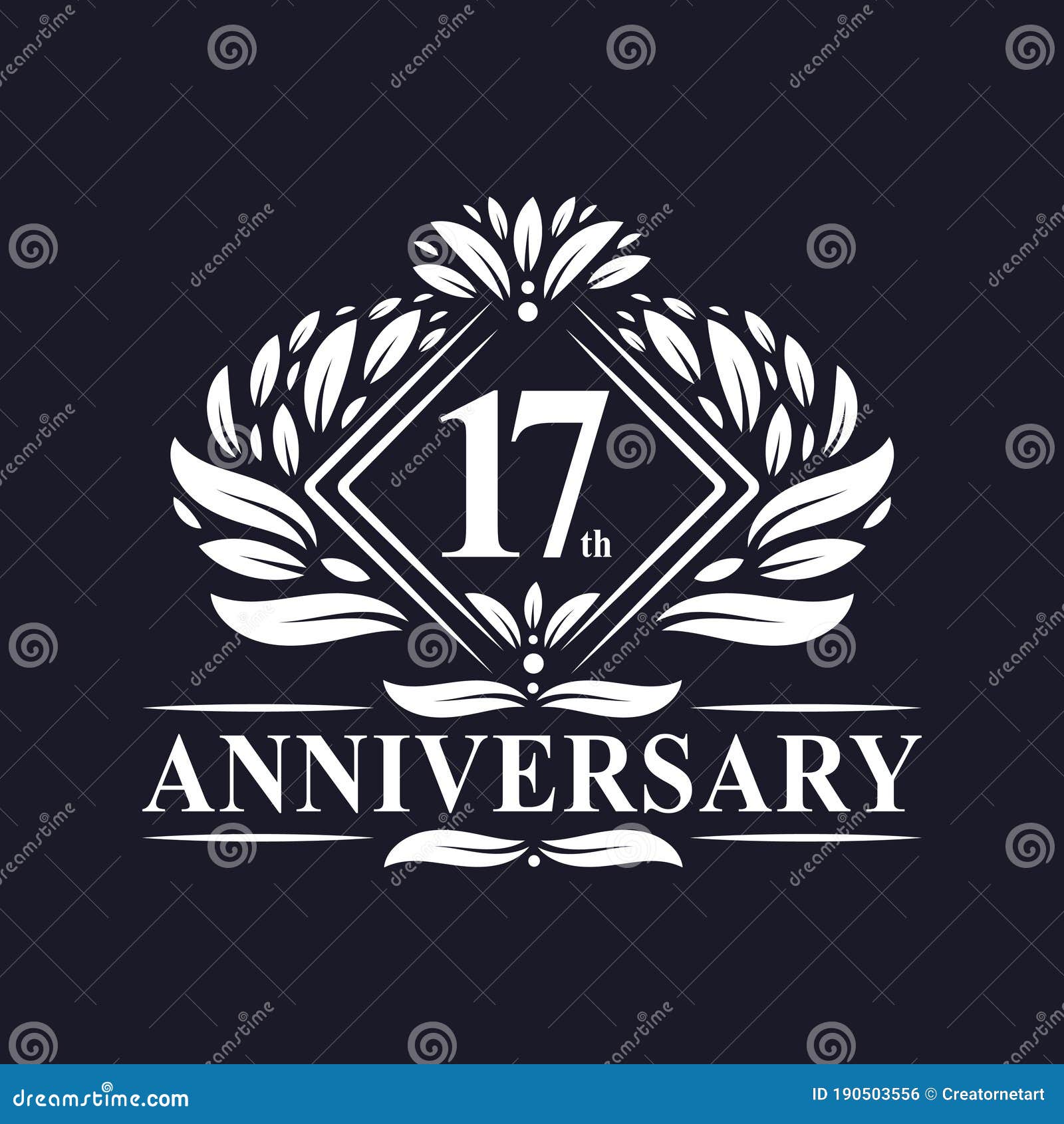 17 Years Anniversary Logo, Luxury Floral 17th Anniversary Logo Stock ...