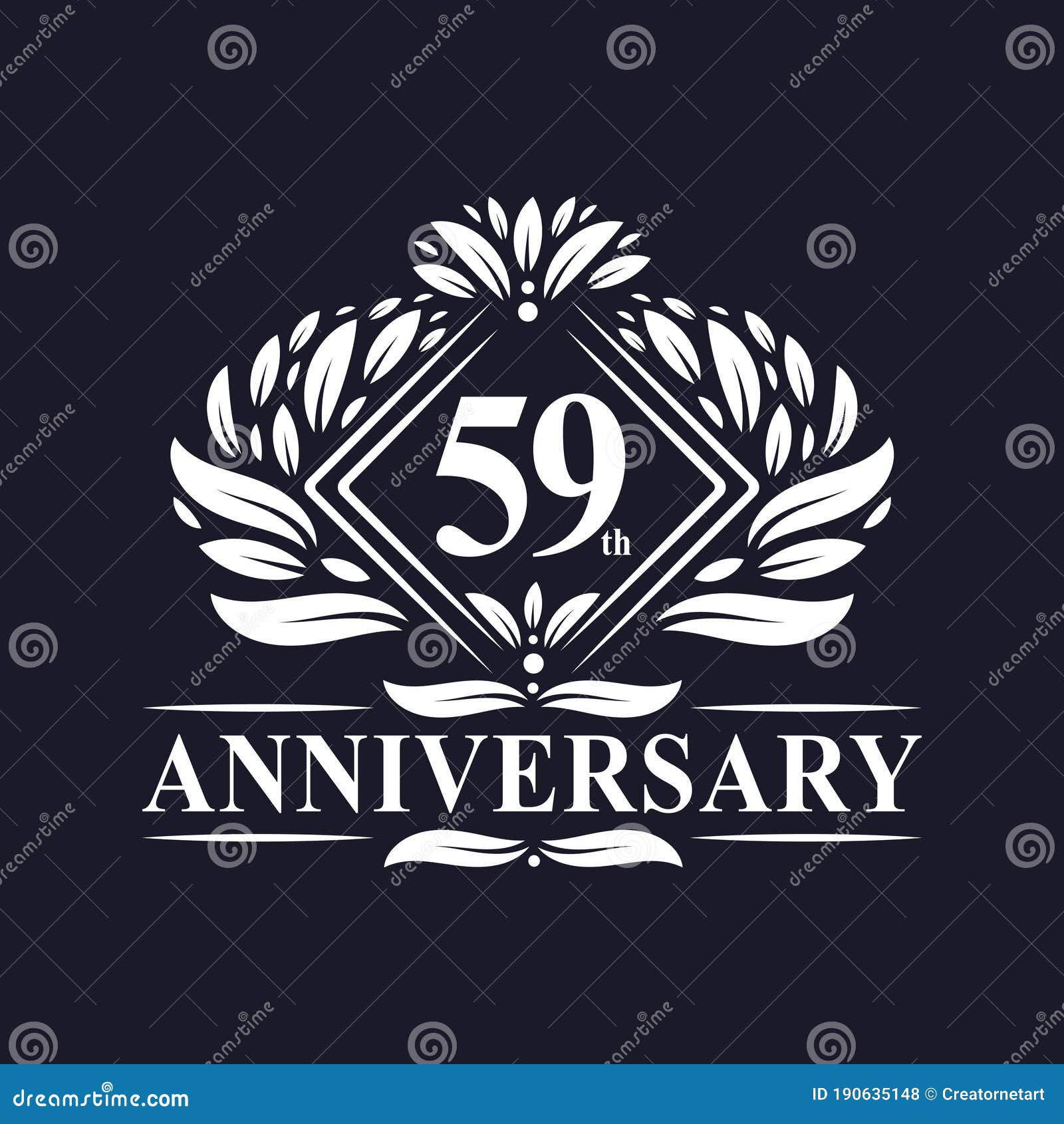 59 Years Anniversary Logo, Luxury Floral 59th Anniversary Logo Stock ...
