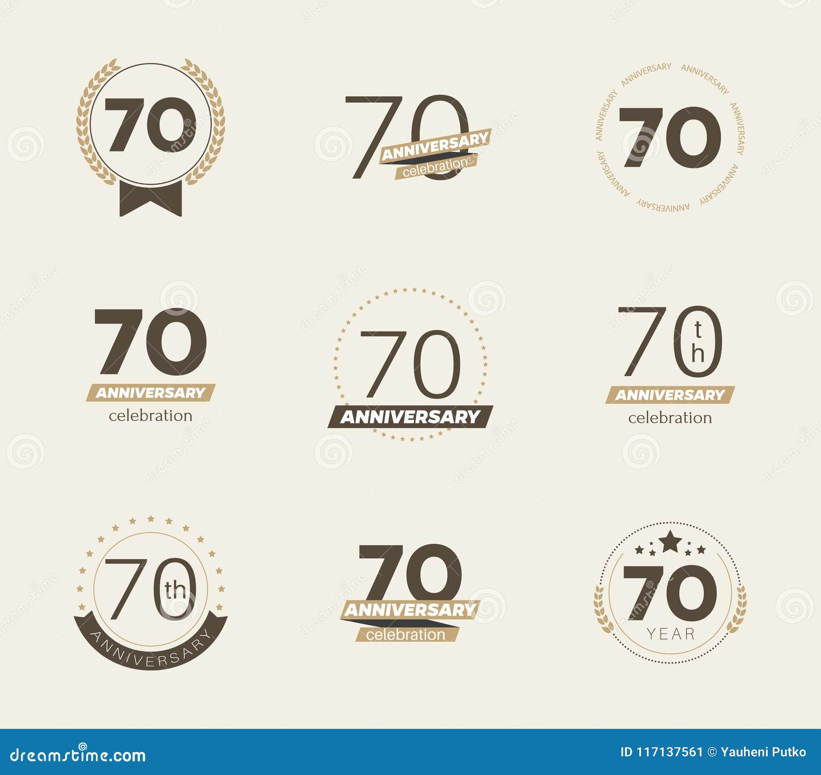 70 Years Anniversary Logo Set. 70th Anniversary Icons Stock Vector ...