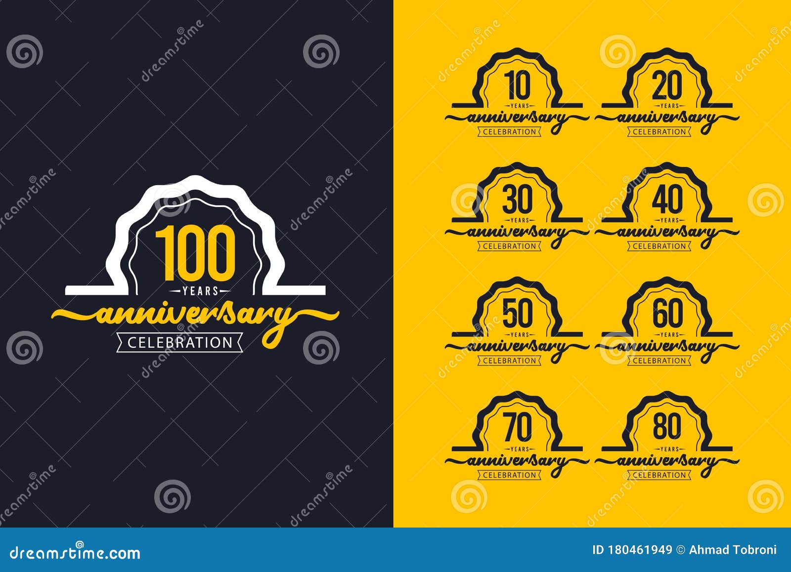 100 Years Anniversary Set Celebrations Elegant Vector Template Design ...
