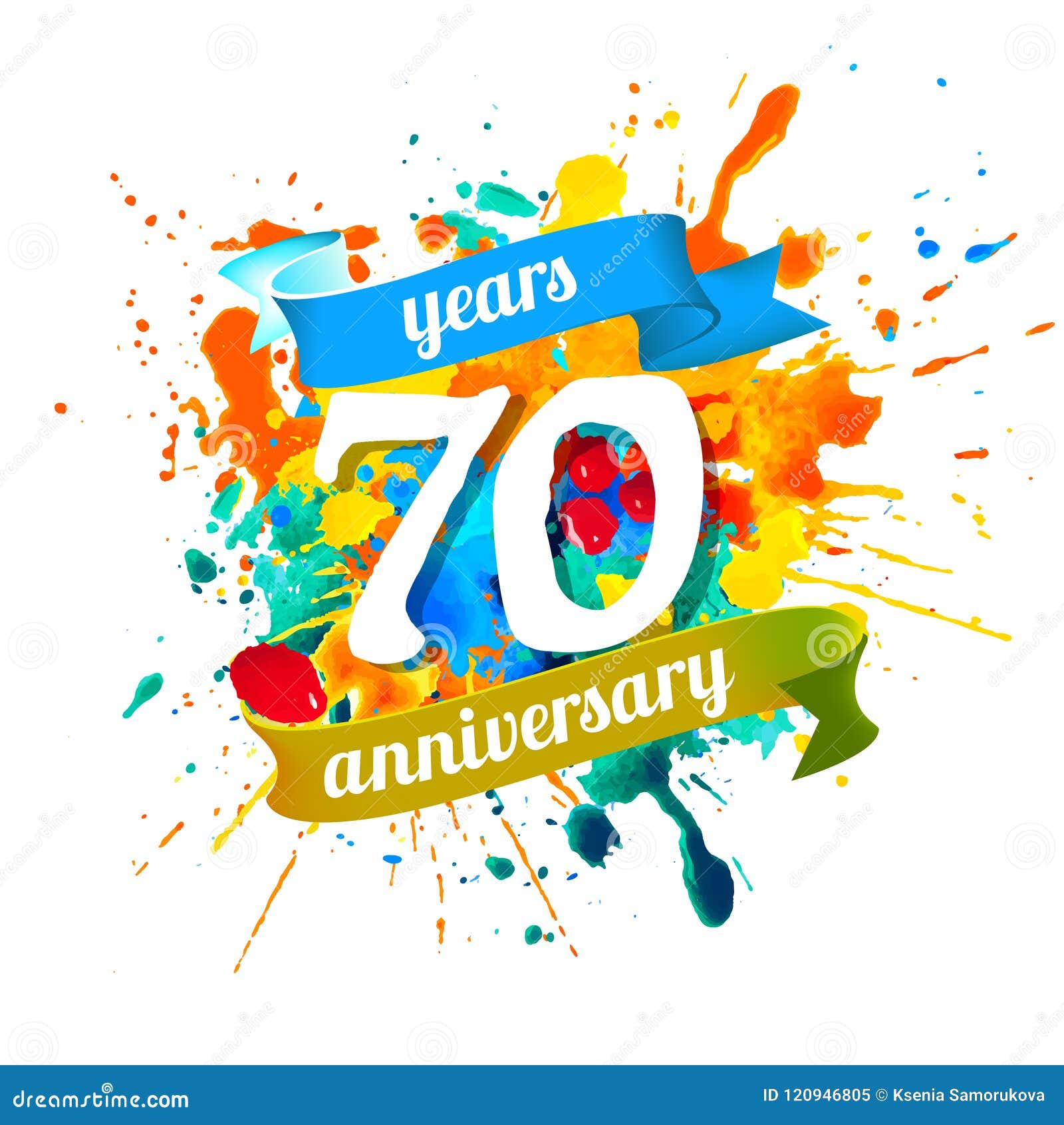 70 Years Anniversary. Splash Paint Stock Vector - Illustration of ...