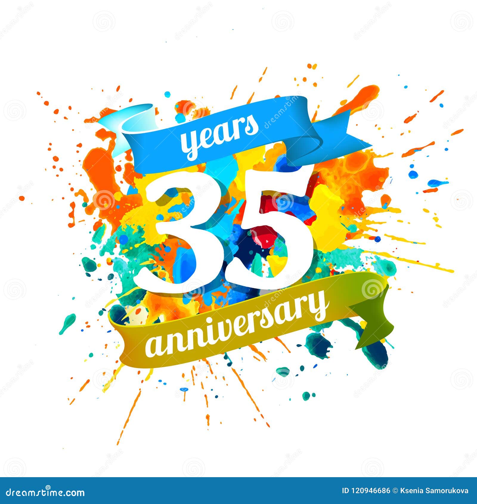 35 Years Anniversary. Splash Paint Stock Vector - Illustration of 35th ...