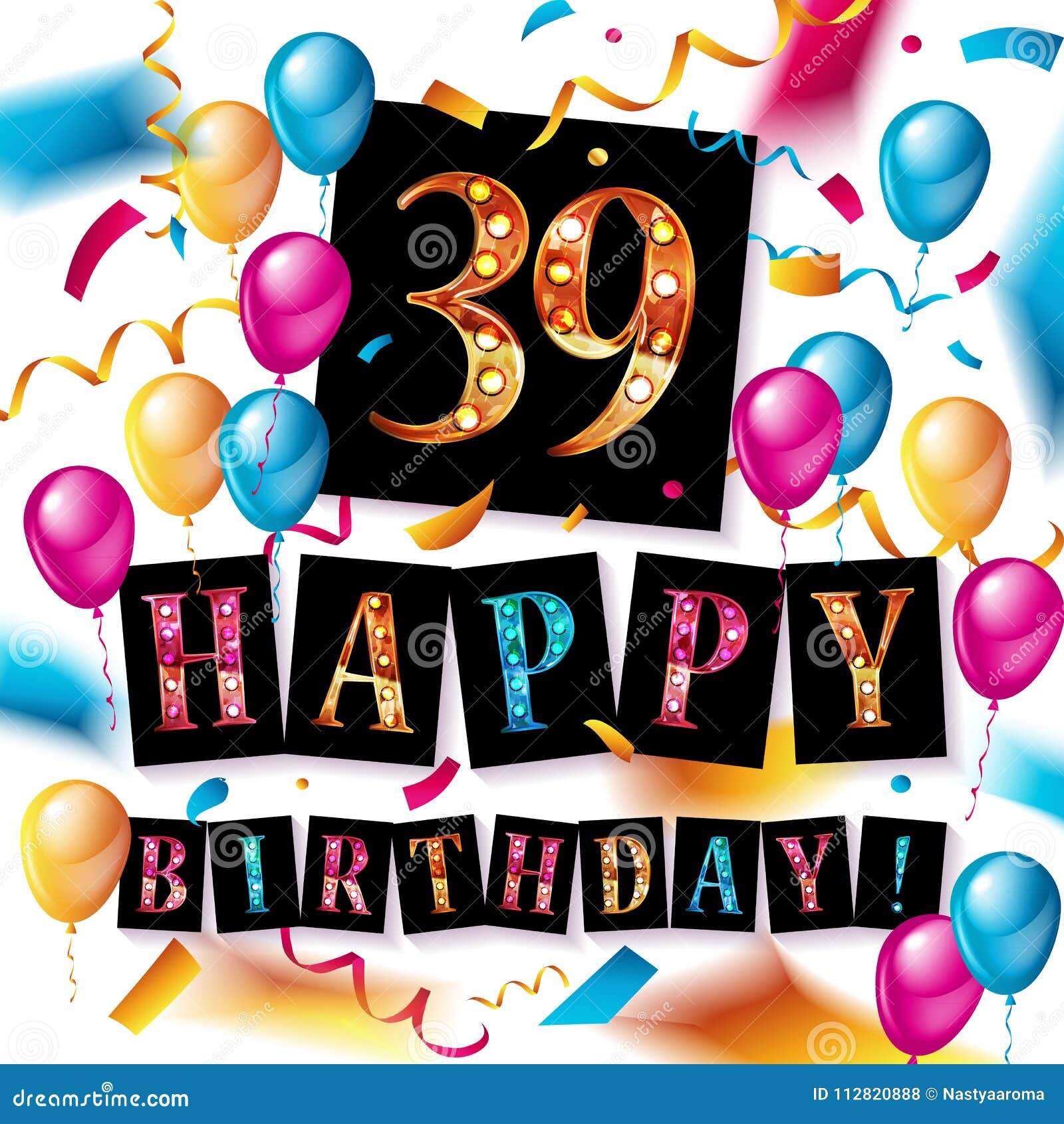 39 Years Birthday Celebration Stock Illustration - Illustration of ...