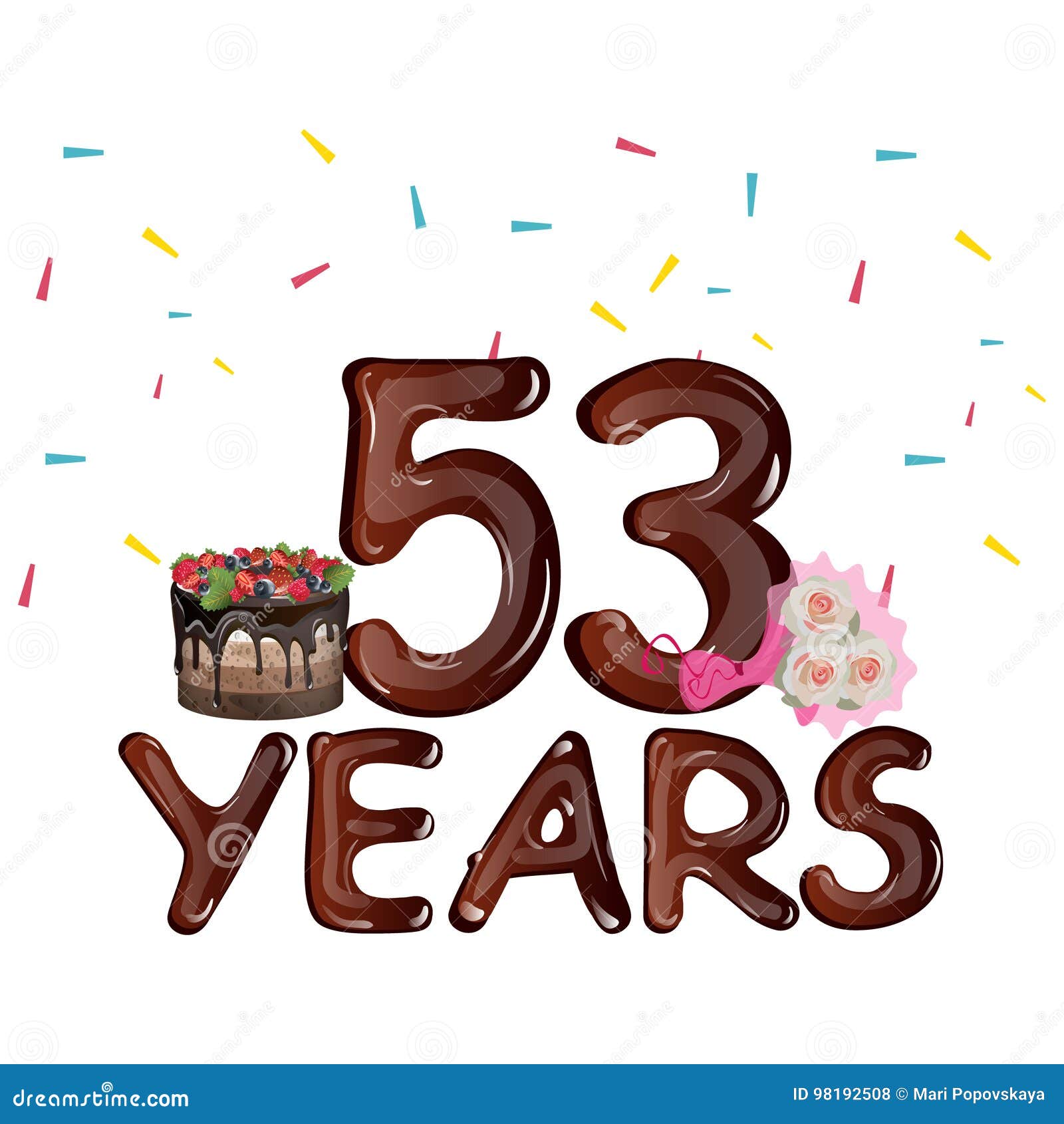 53 Years Birthday Design for Greeting Cards Stock Vector - Illustration ...