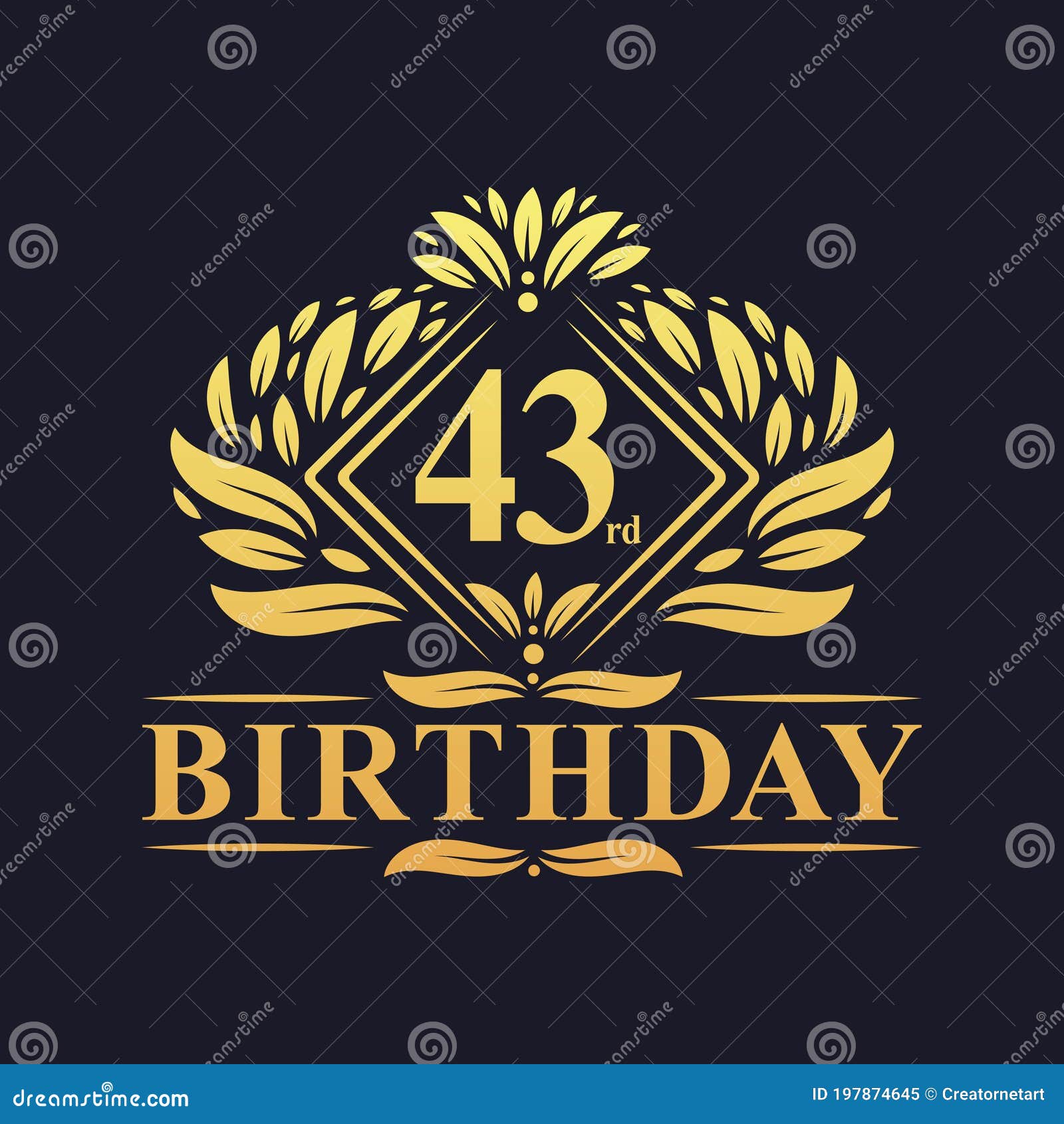 43 Years Birthday Logo, Luxury Golden 43rd Birthday Celebration Stock ...