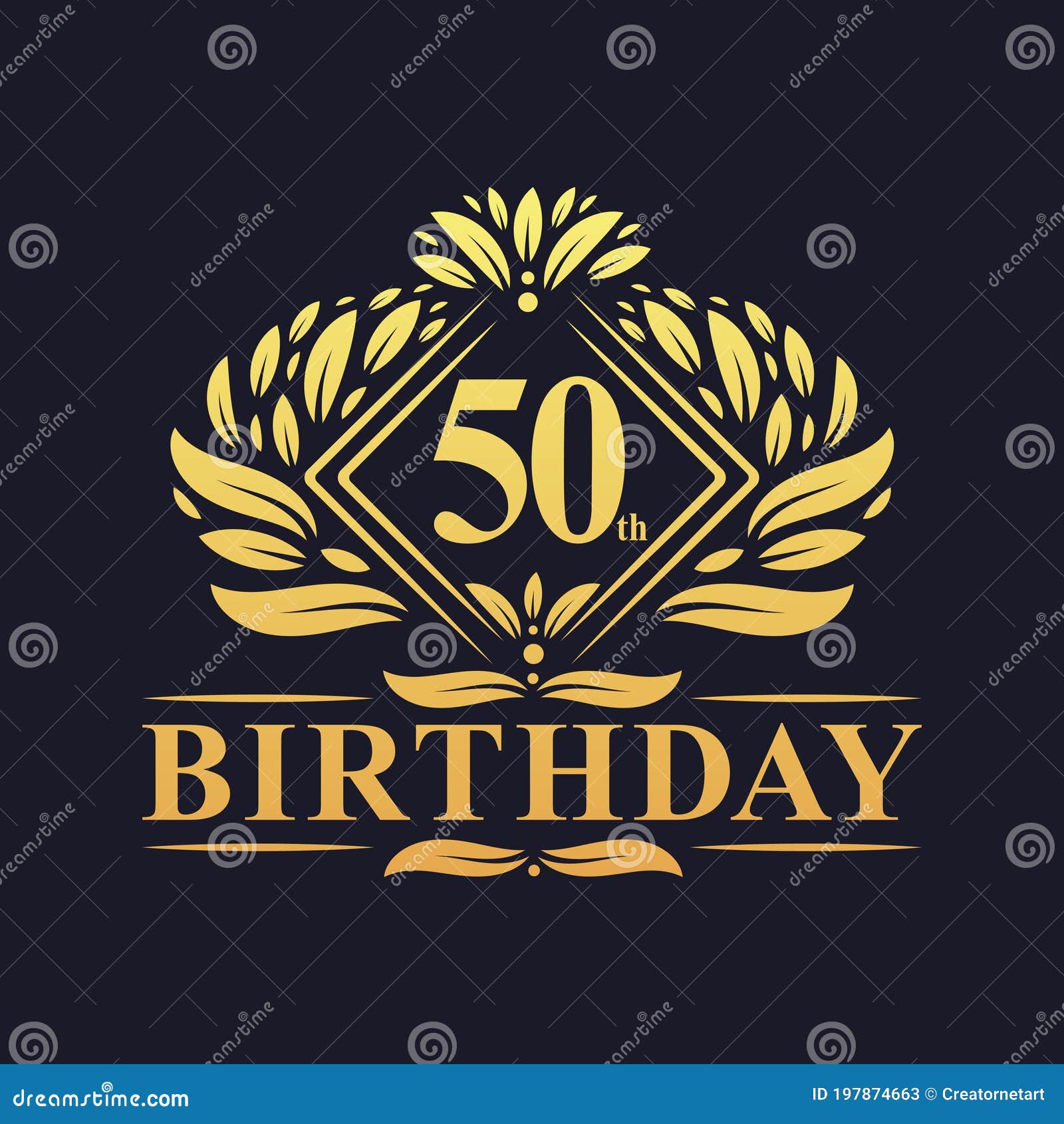 50 Years Birthday Logo, Luxury Golden 50th Birthday Celebration Stock ...
