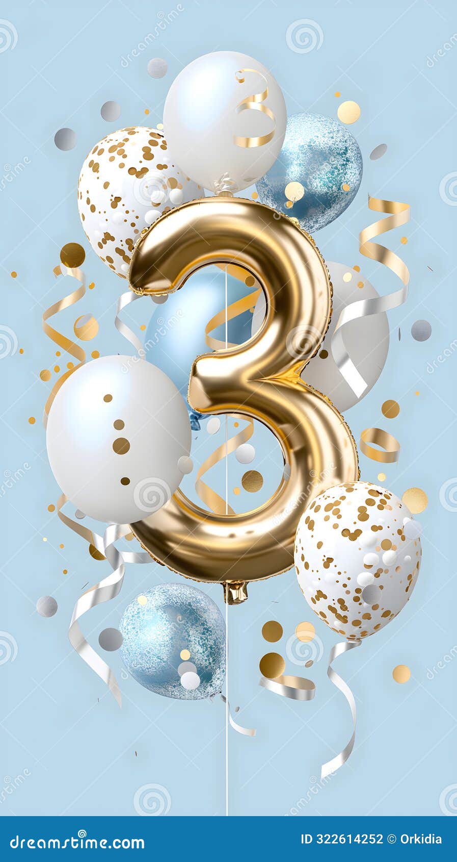 3 Years Birthday Party Balloons Design Stock Illustration ...