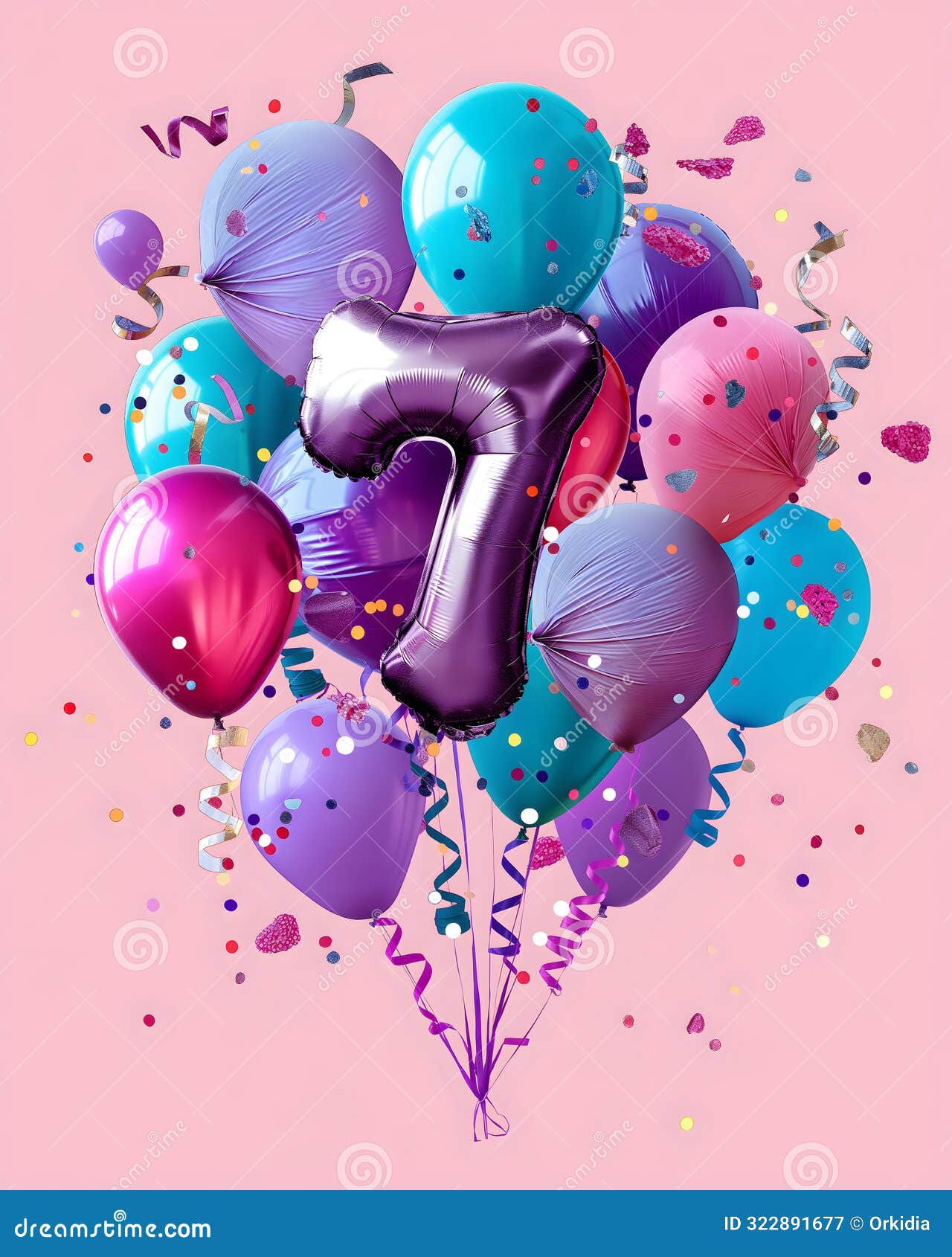 7 Years Birthday Party Balloons Design Stock Illustration ...