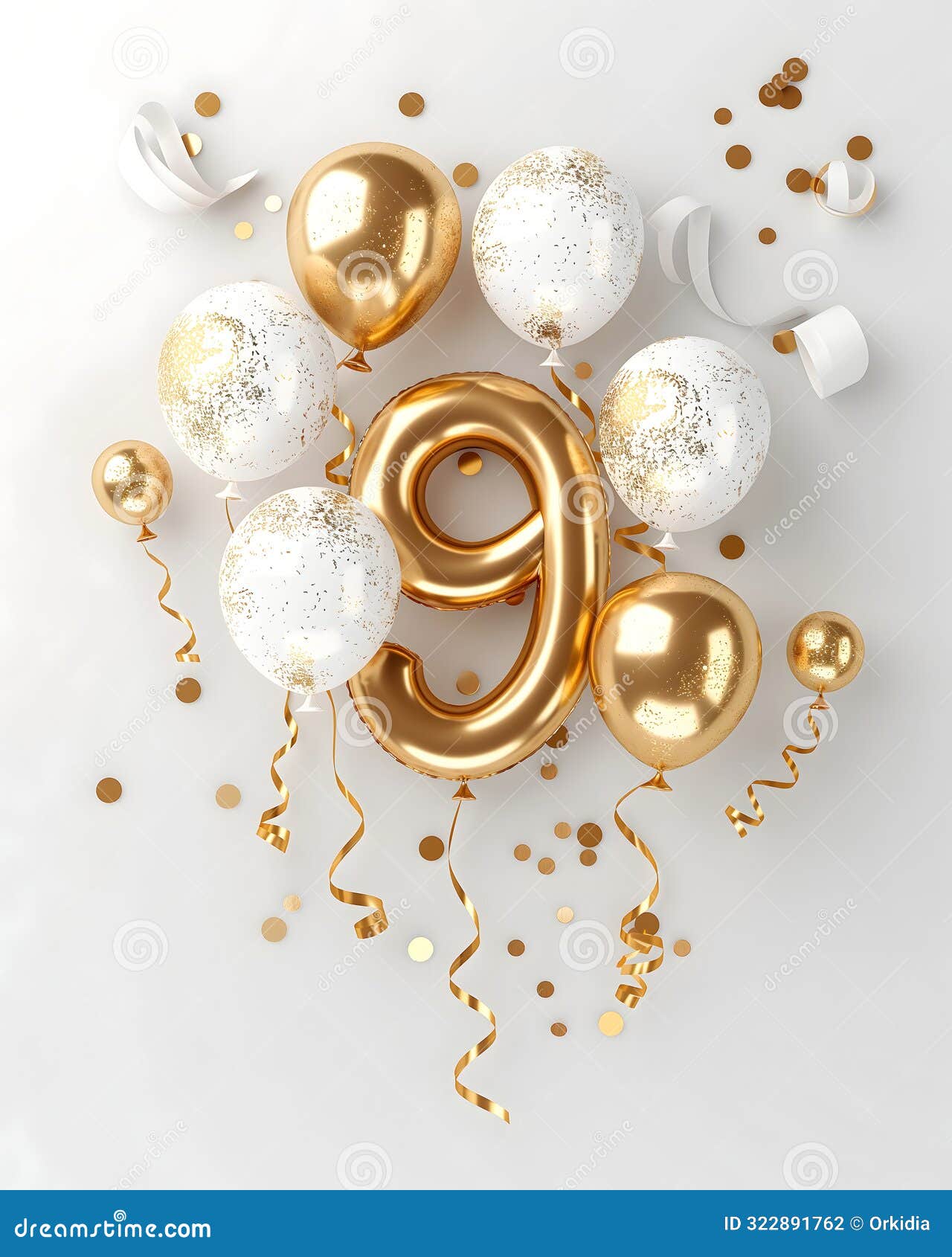 9 Years Birthday Party Balloons Design Stock Illustration ...