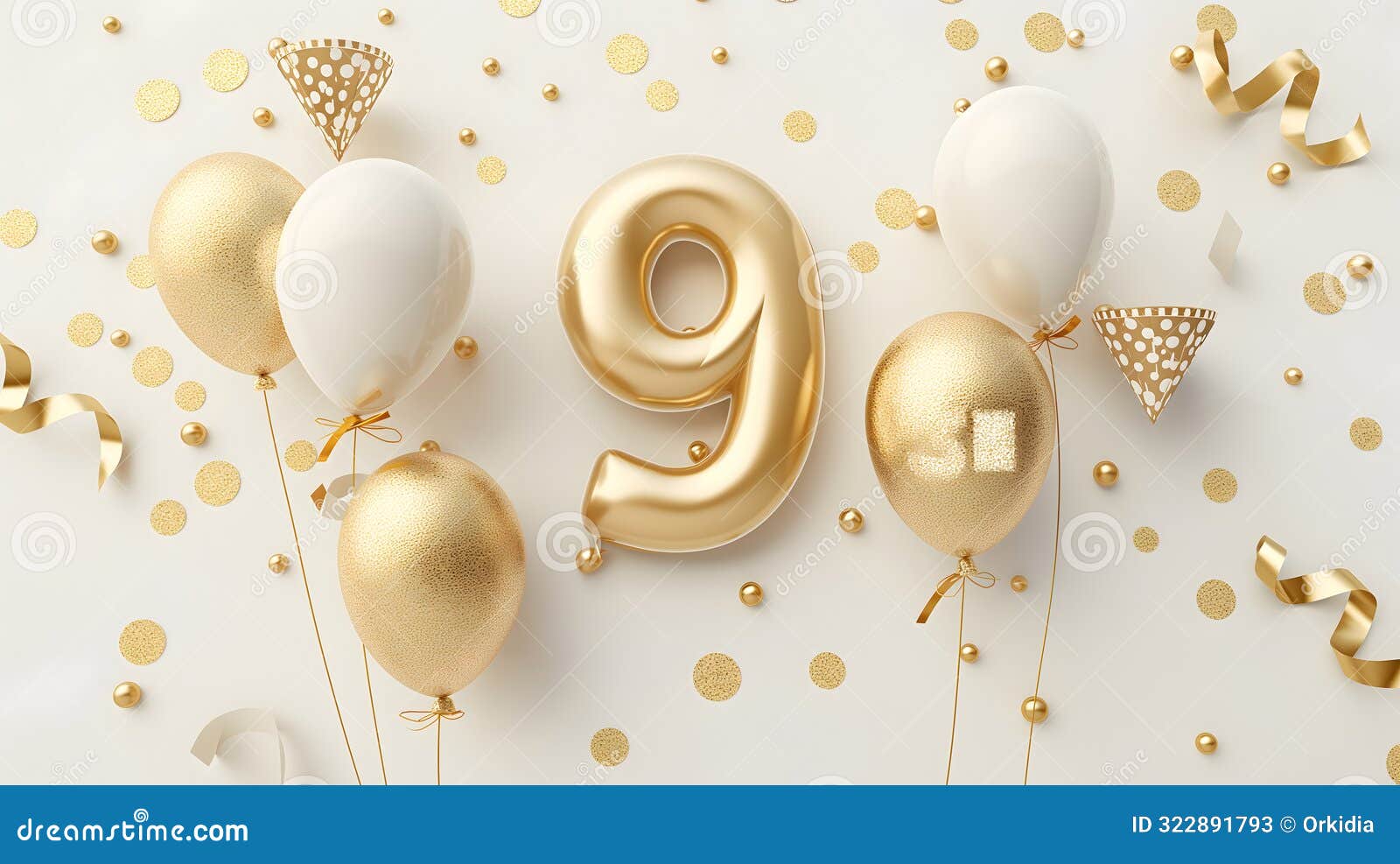 9 Years Birthday Party Balloons Design Stock Illustration ...