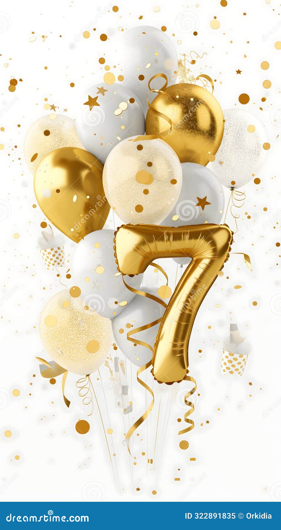 7 Years Birthday Party Balloons Design Stock Illustration ...