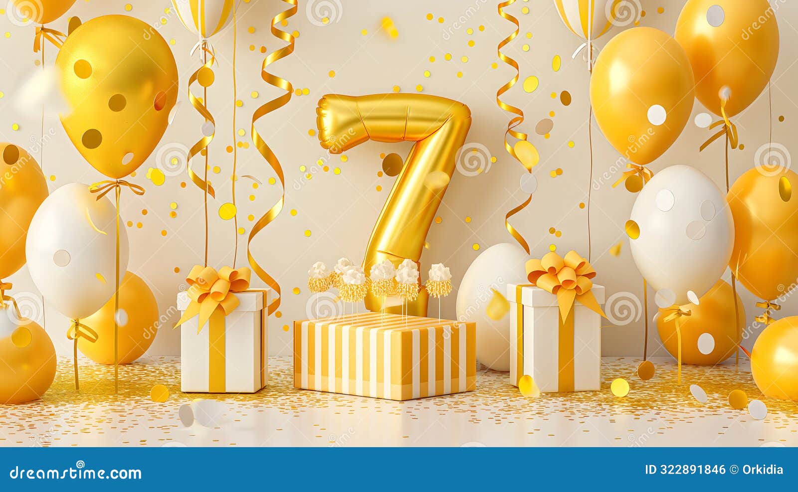 7 Years Birthday Party Balloons Design Stock Illustration ...