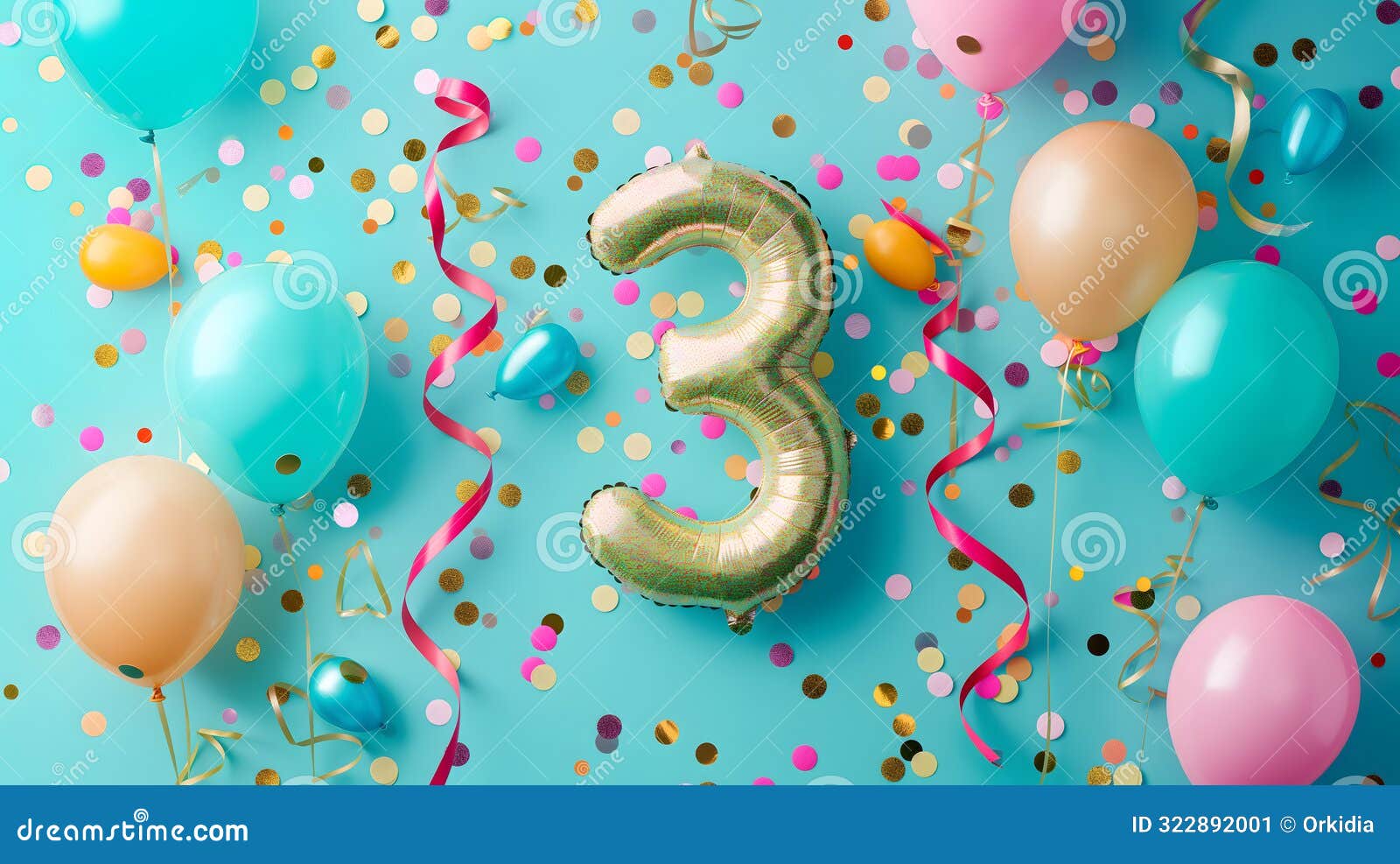 3 Years Birthday Party Balloons Design Stock Illustration ...