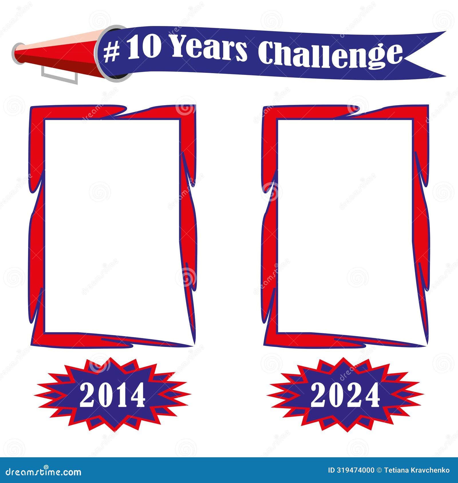10 Years Challenge Frames. before and after Comparison. Vector ...