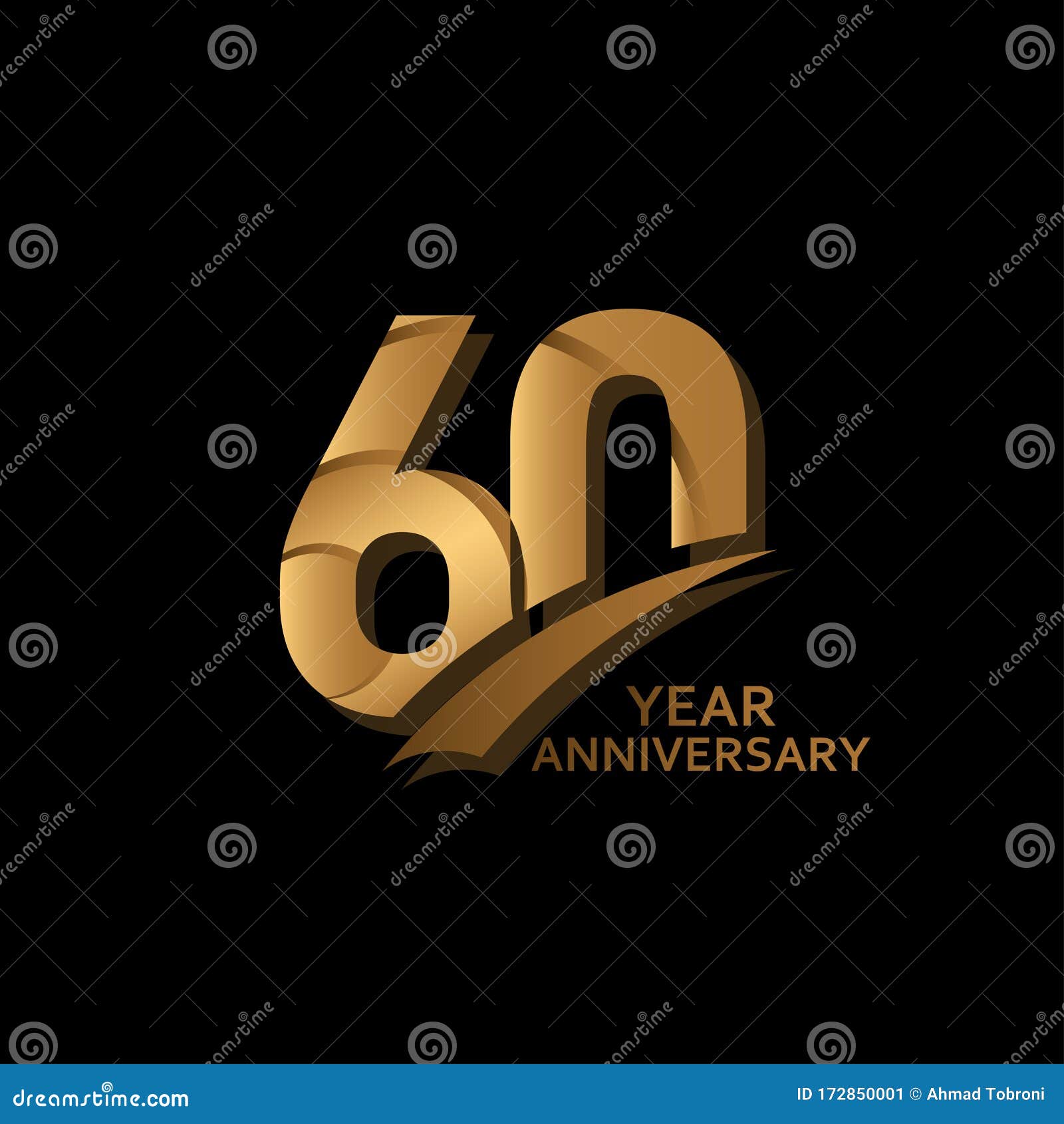 60 Years Gold Elegant Anniversary Celebration Vector Template Design ...