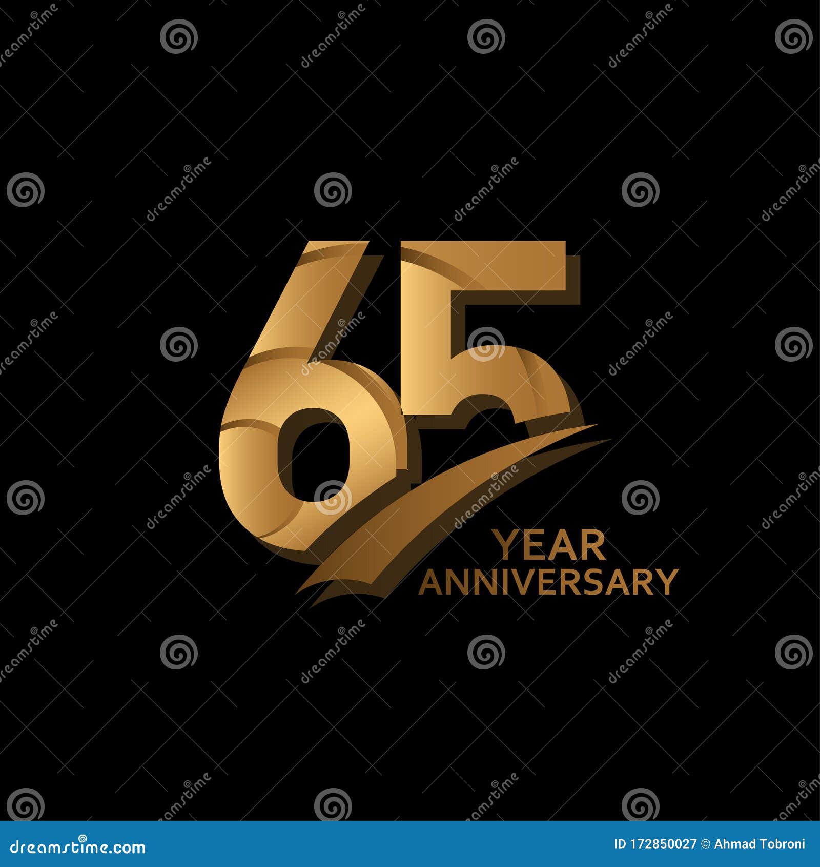65 Years Gold Elegant Anniversary Celebration Vector Template Design ...