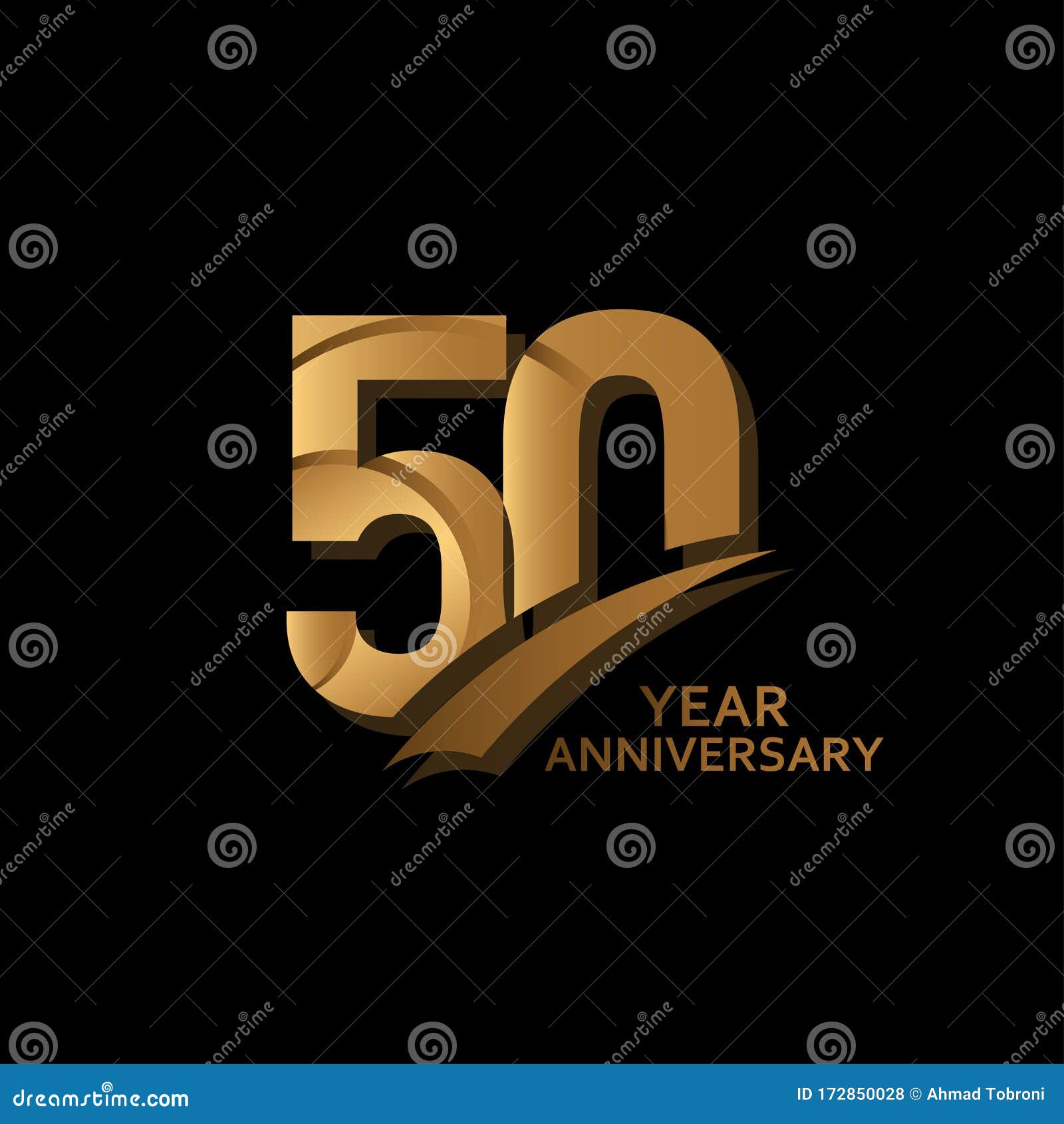 50 Years Gold Elegant Anniversary Celebration Vector Template Design ...