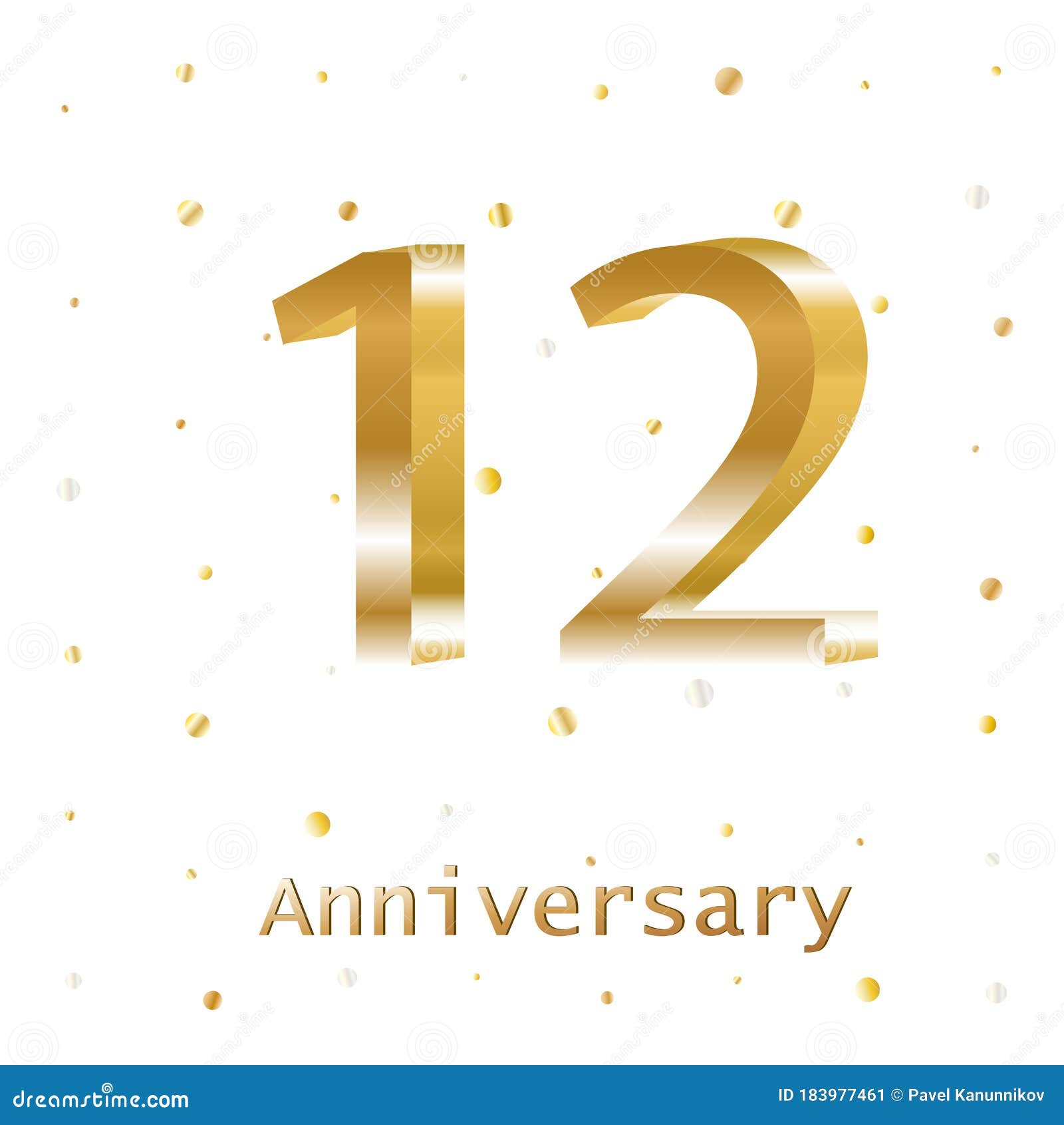 12 Years Golden Anniversary Vector Logo Design. Poster Template for ...